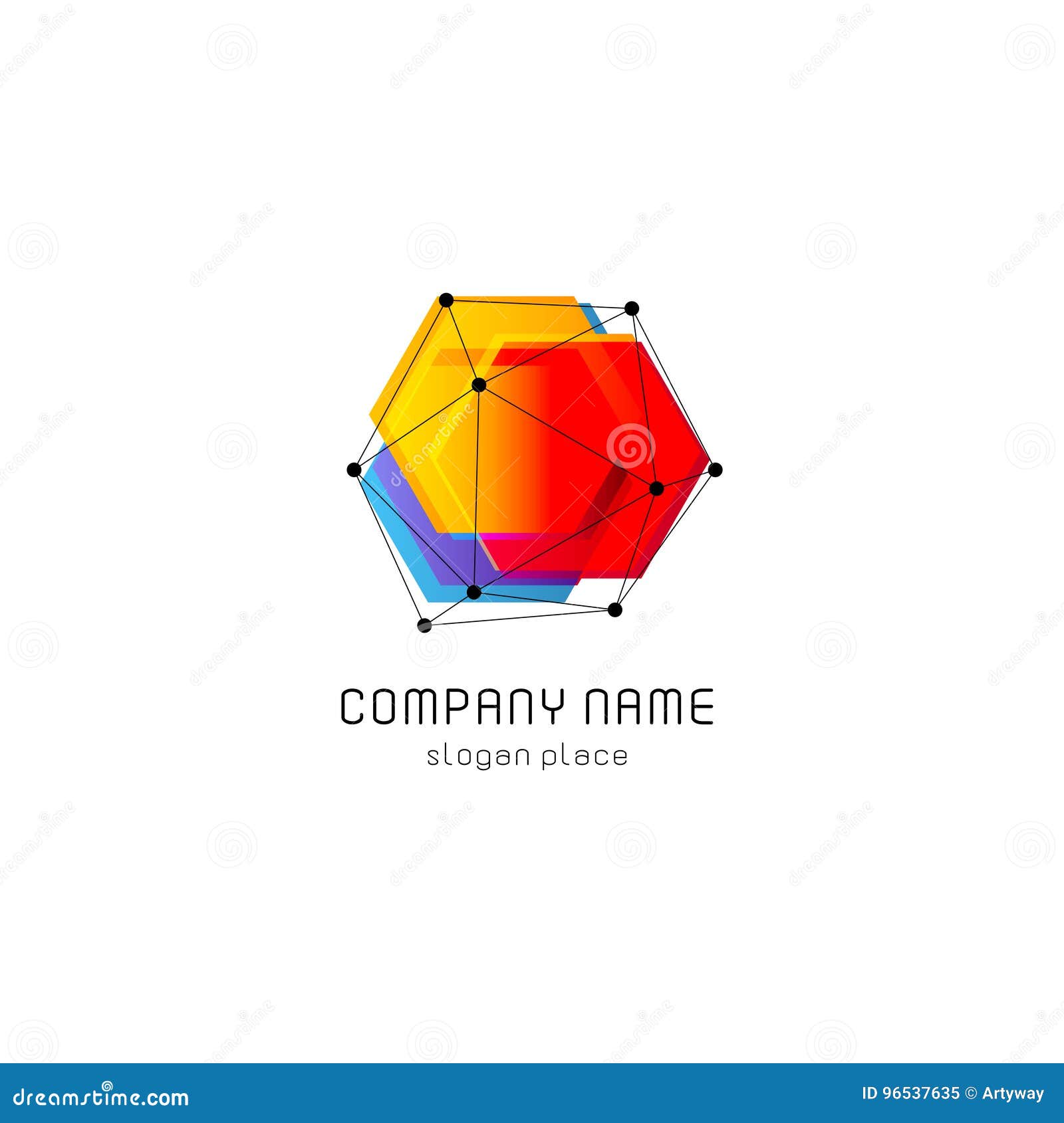 Bright Colorful Abstract Poly Construction Logotype, Unusual Innovate ...