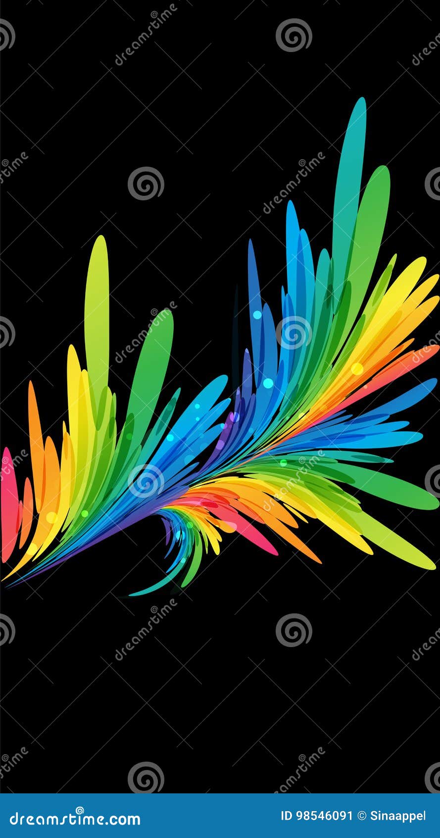Bright Colorful Branch on Black Background Stock Vector - Illustration ...