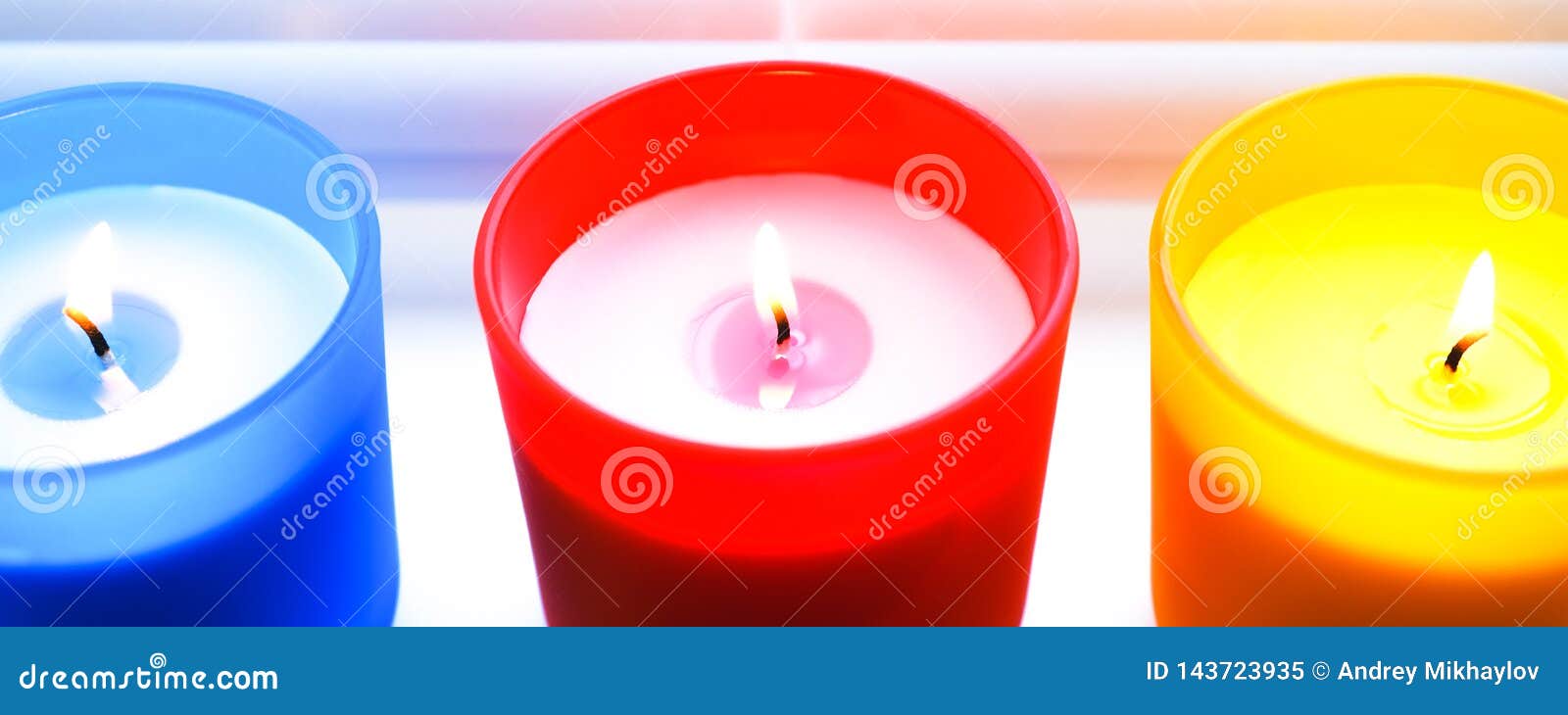 Bright Colorful Candles. Scented Colorful Candles with Lighted Wicks ...