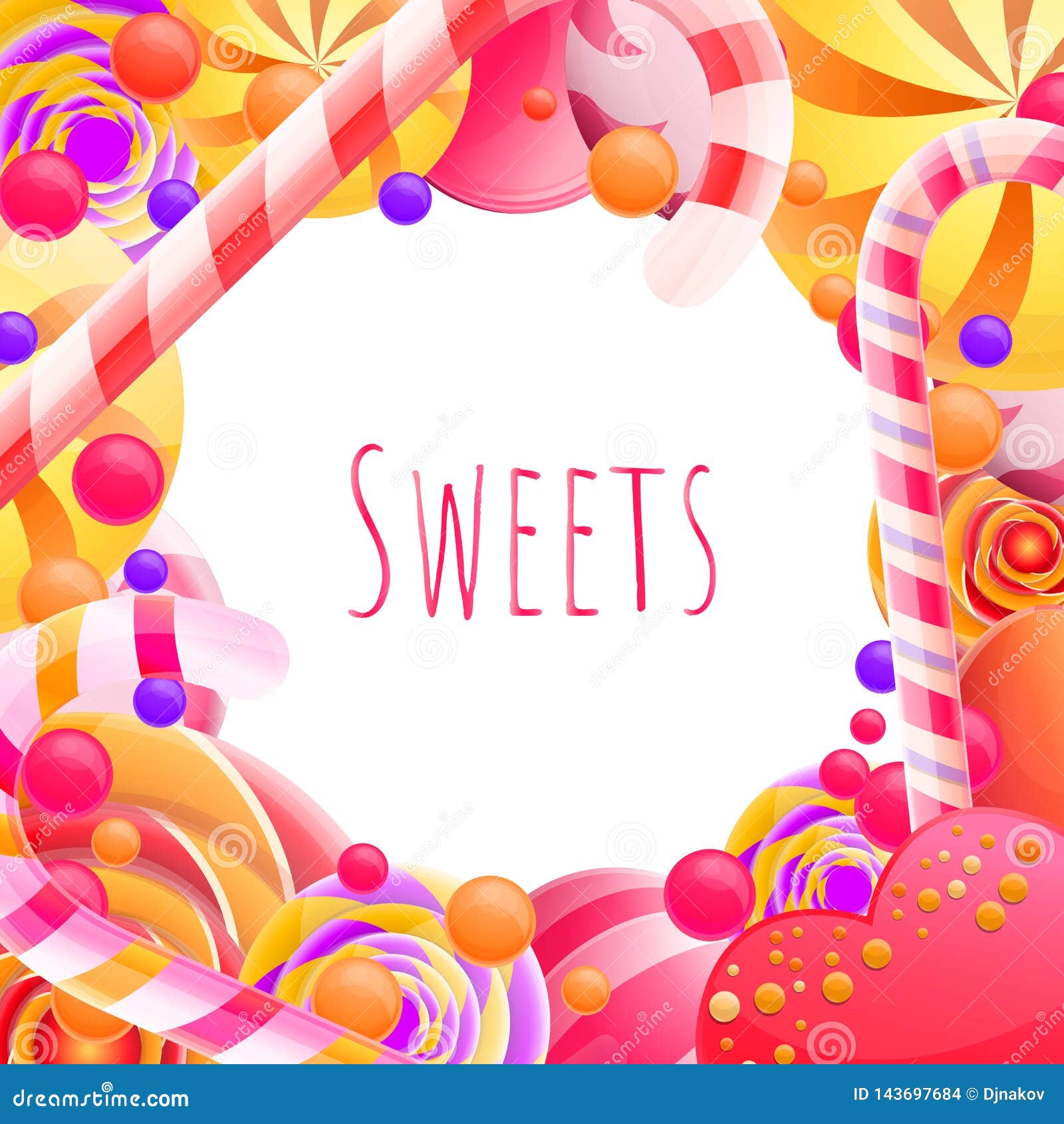 Colorful Cartoon Poster from a Set of Sweets, Illustration Stock ...
