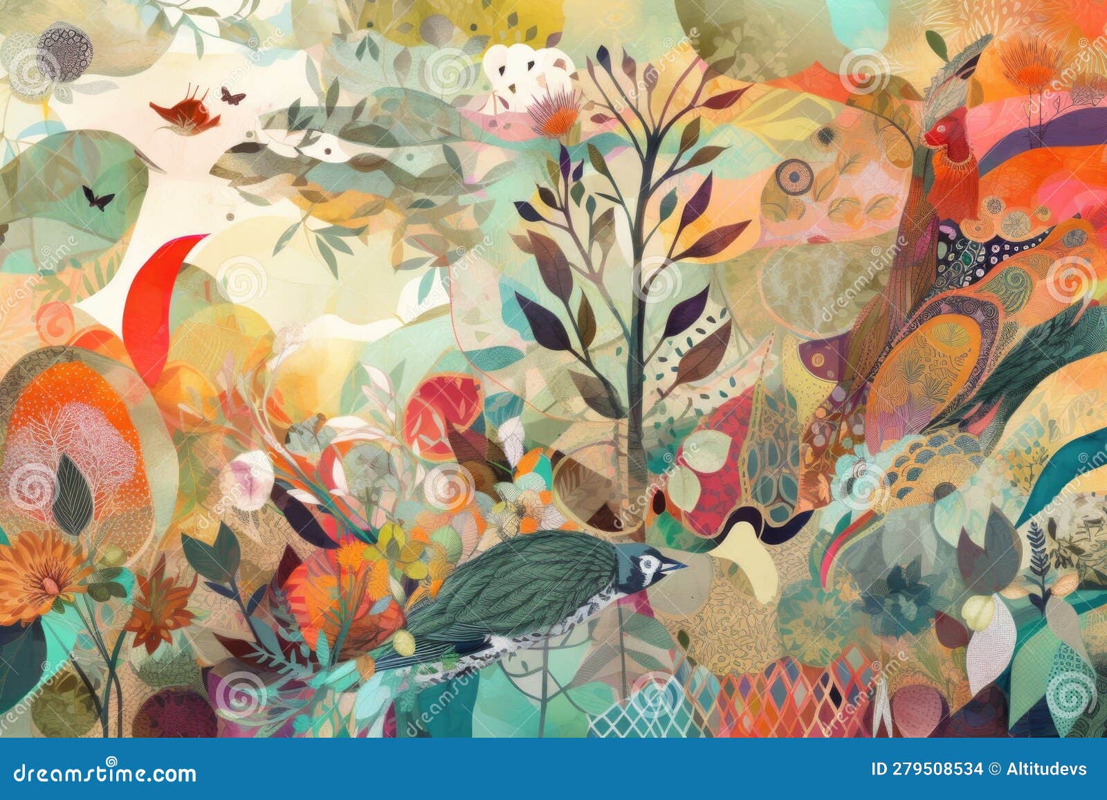 Bright and Colorful Collage Filled with Natural Elements and Patterns ...