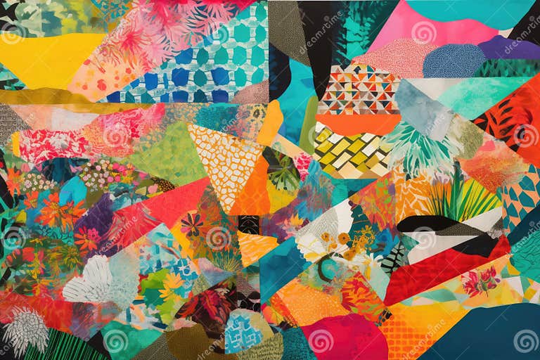 Bright and Colorful Collage of Patterns, Textures, and Shapes Stock ...