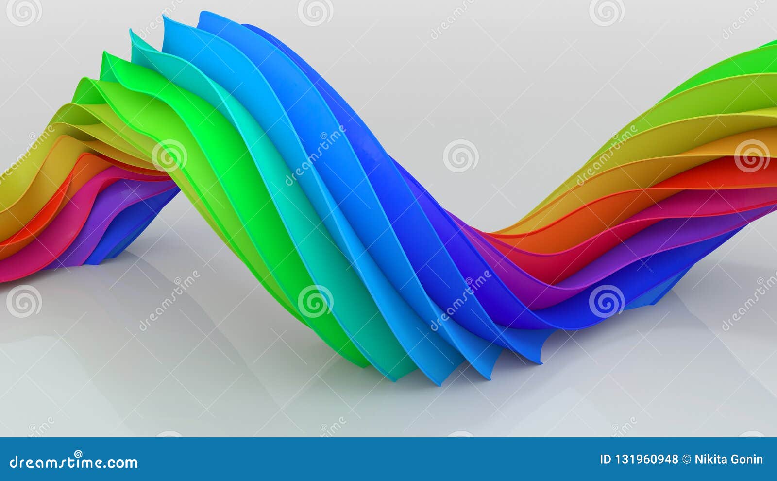 Bright Colorful Curved Twisted Shape 3D Rendering Stock Illustration ...