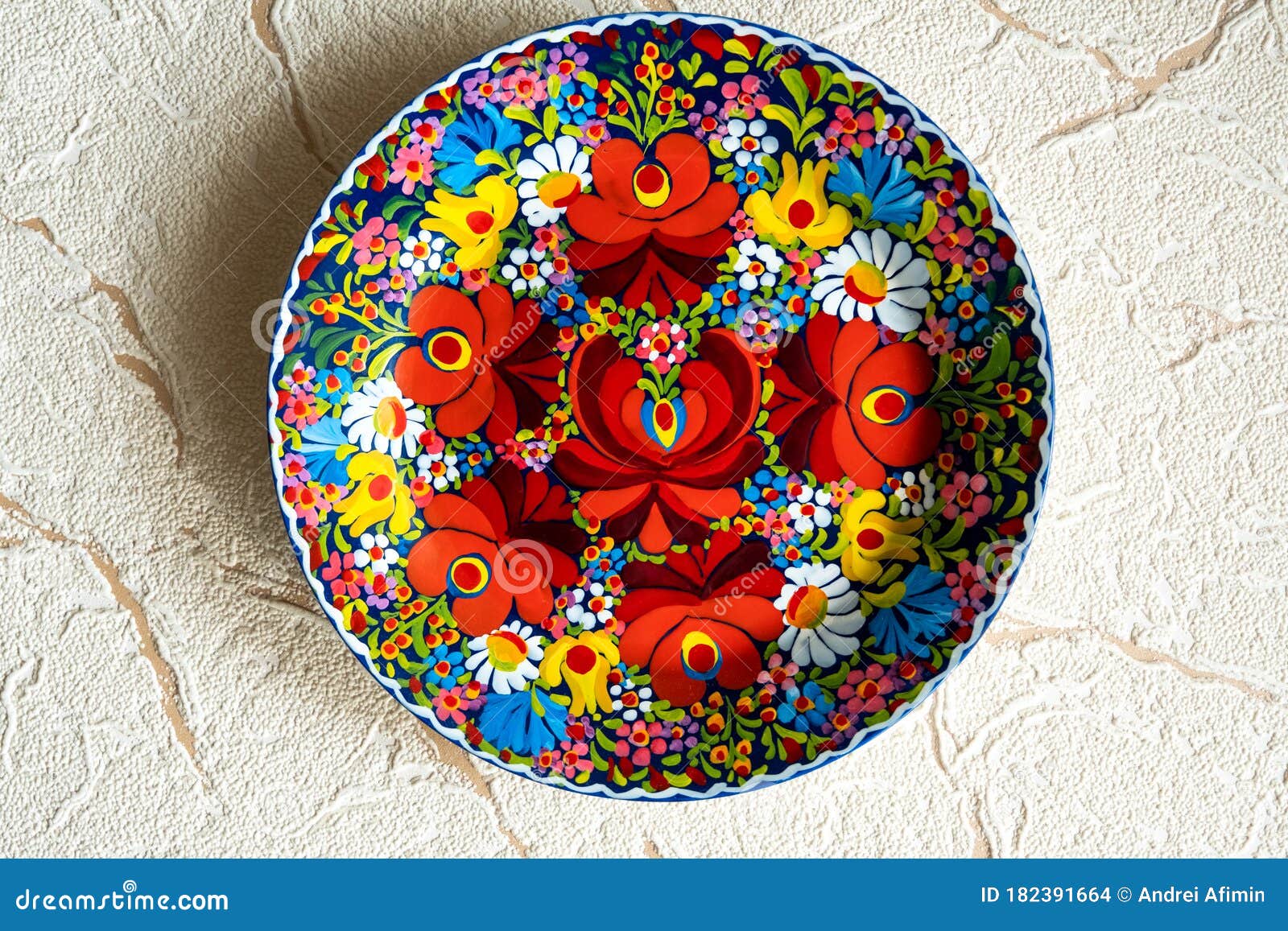 Bright Colorful Decorative Plate with a National Russian Pattern with ...