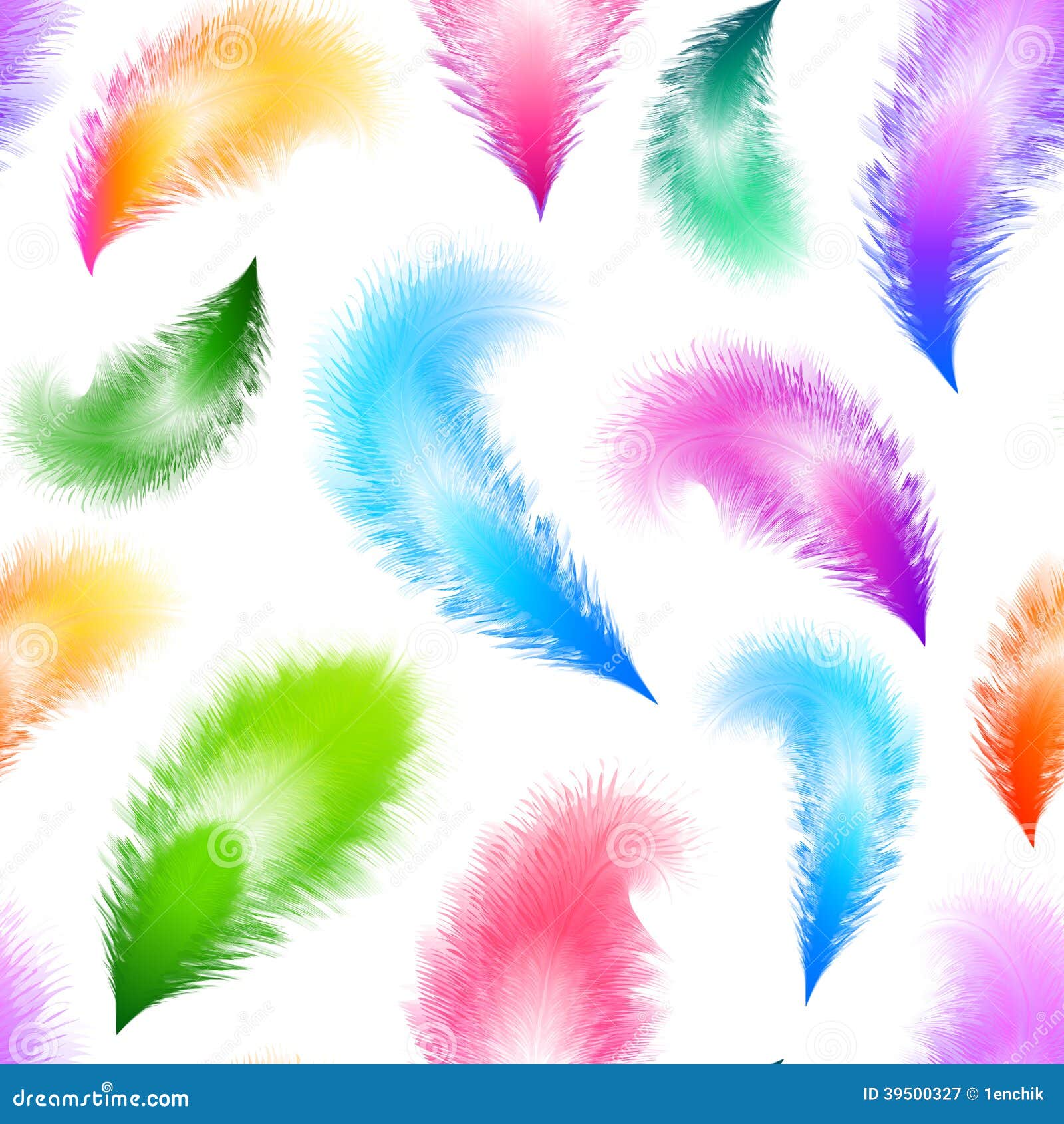 Bright Colorful Feathers Seamless Pattern Stock Vector - Illustration ...