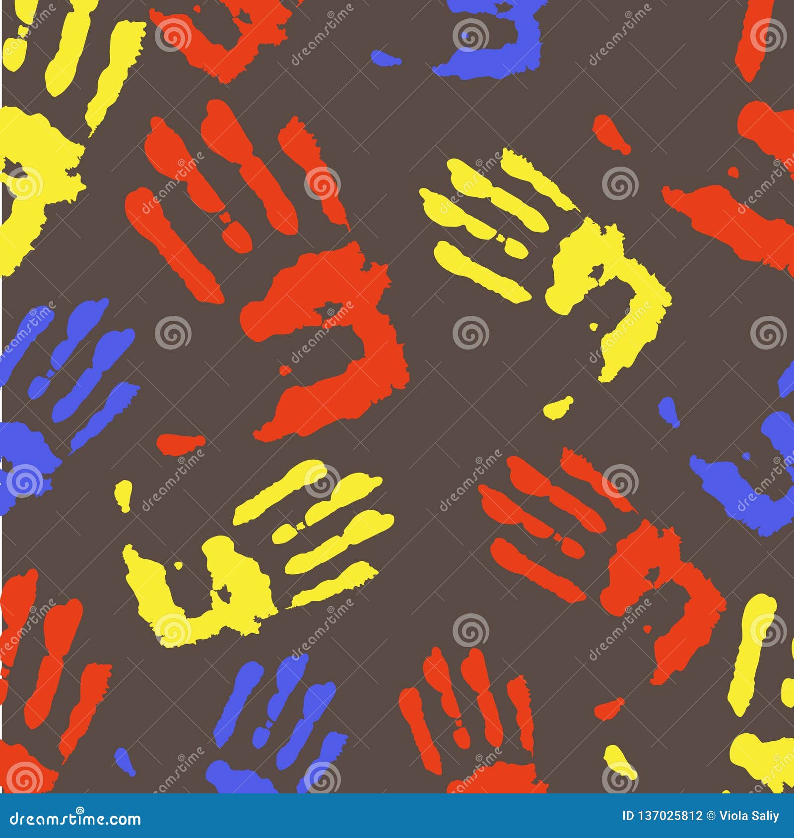 Pattern With A Handprints Cartoon Vector | CartoonDealer.com #118892317