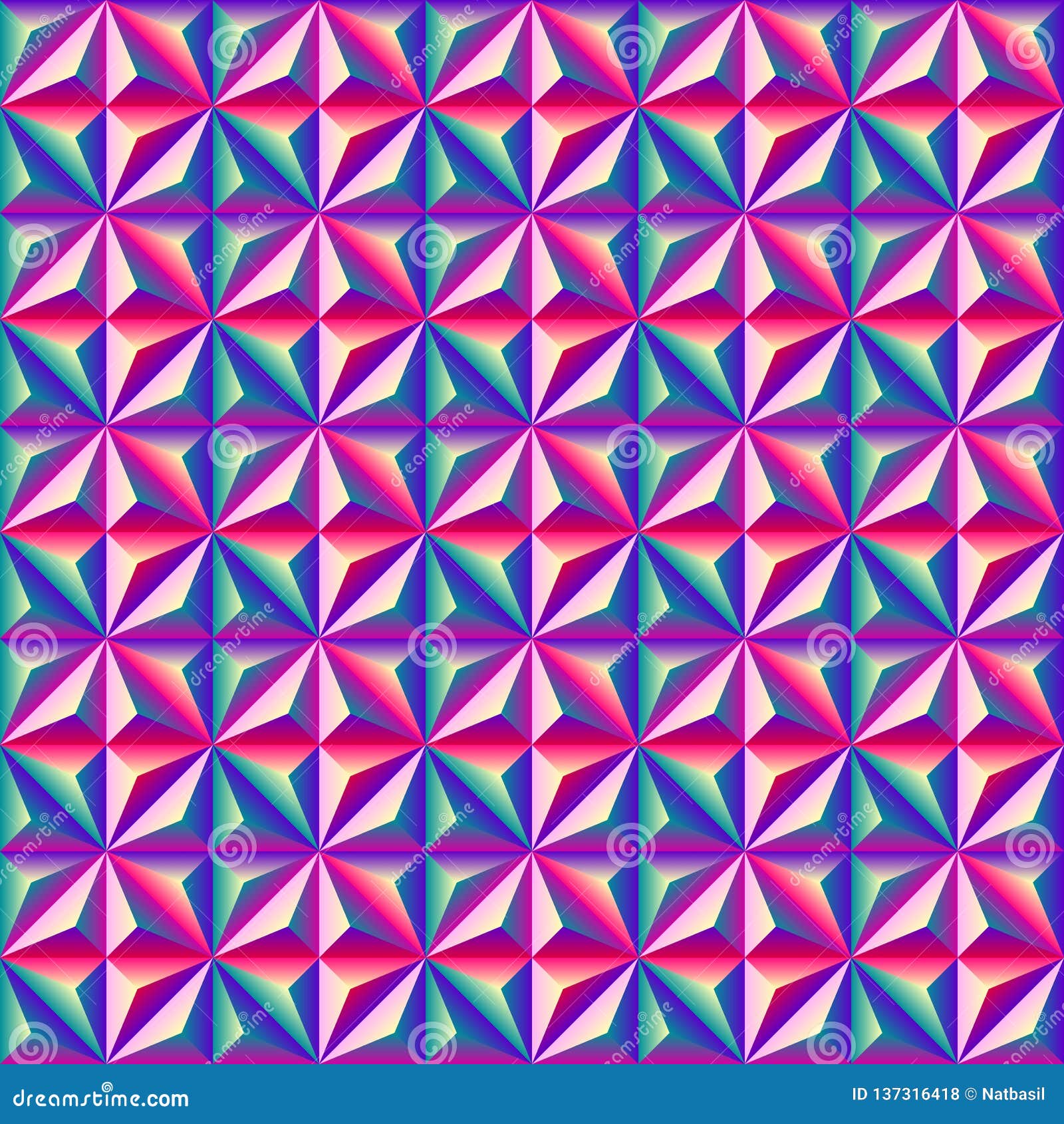 Bright Colorful Geometric Abstract 3D Seamless Patterns Stock Vector ...