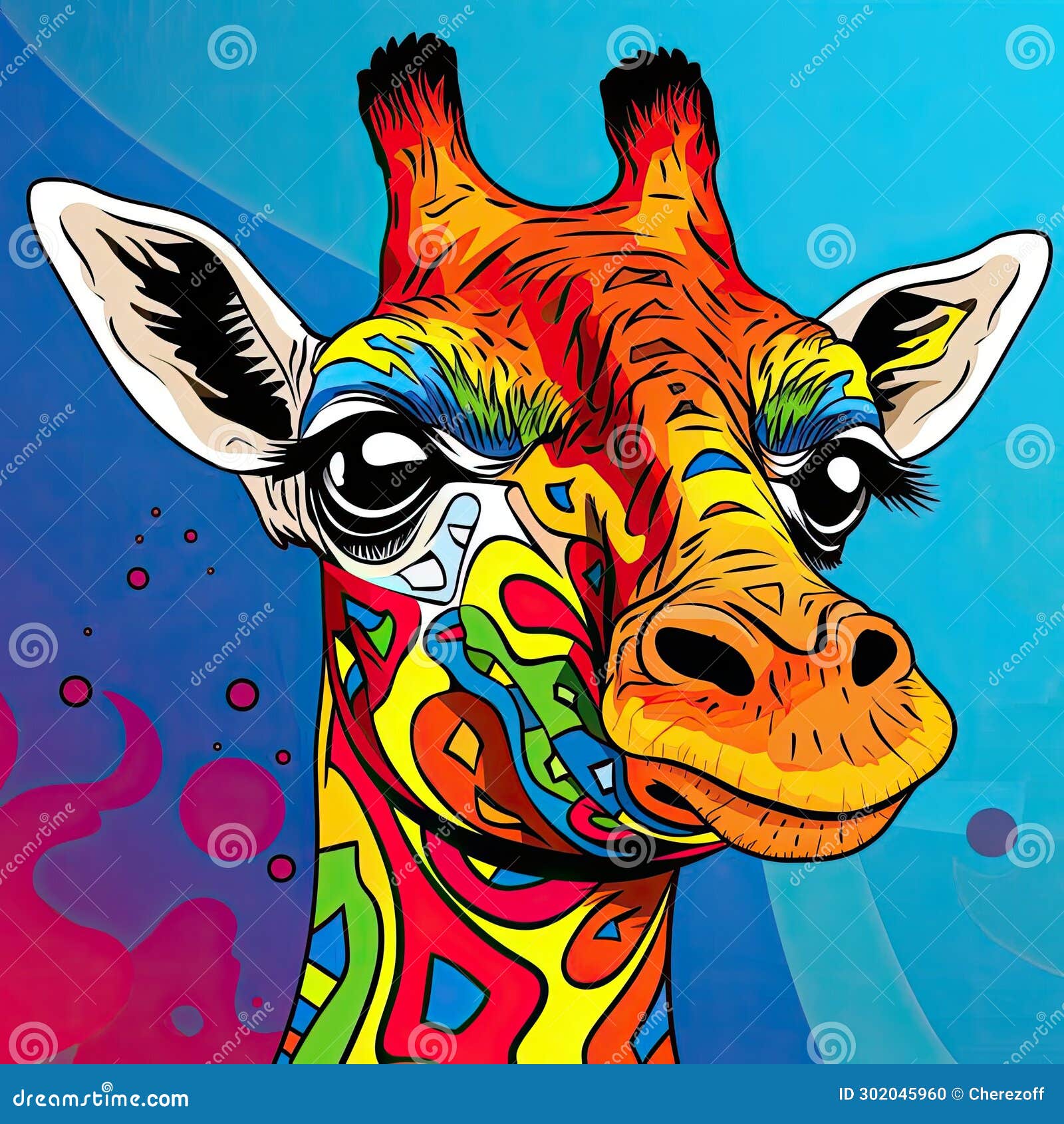 Bright Colorful Giraffe Illustration Stock Illustration - Illustration ...