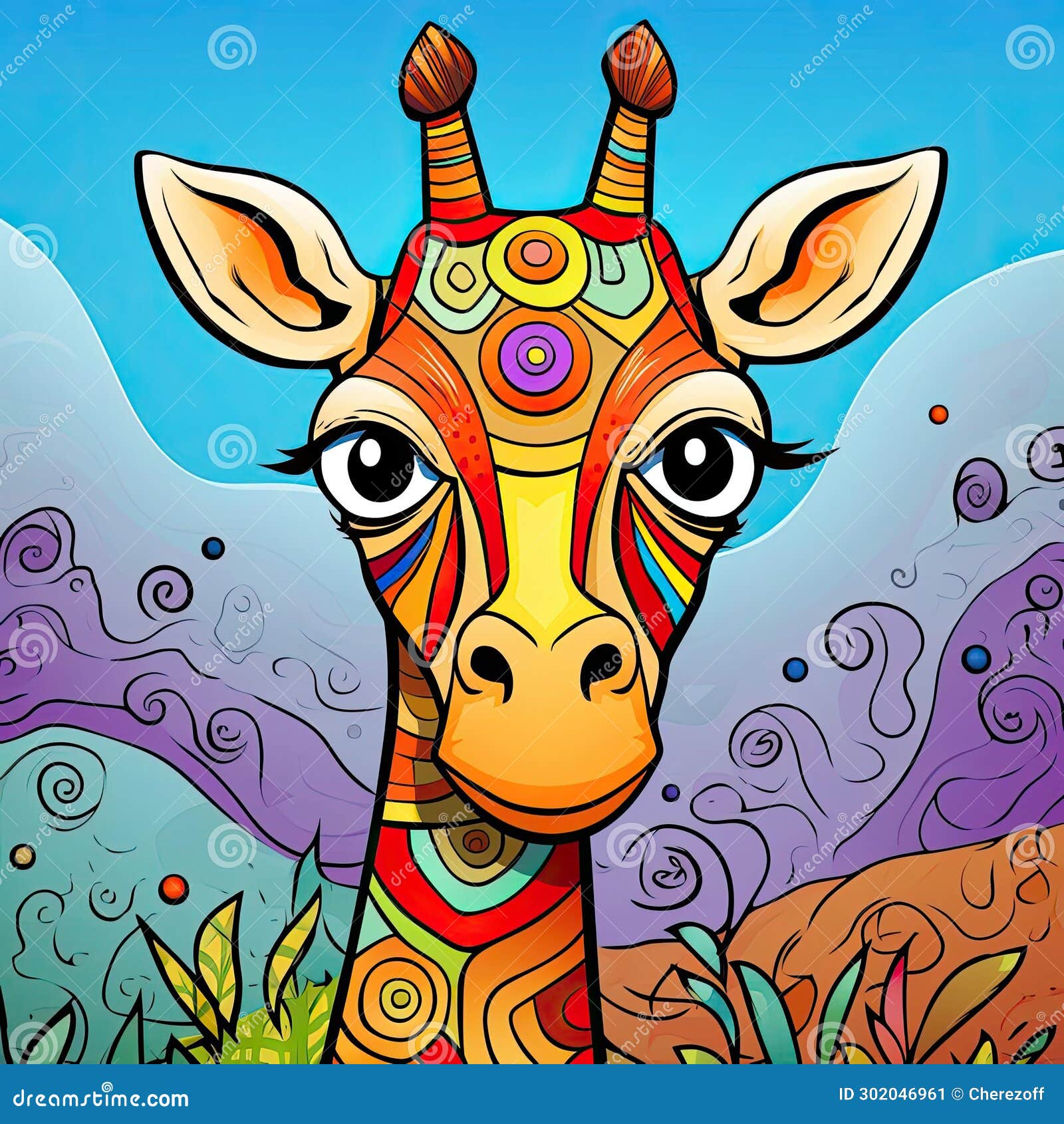Bright Colorful Giraffe Illustration Stock Illustration - Illustration ...