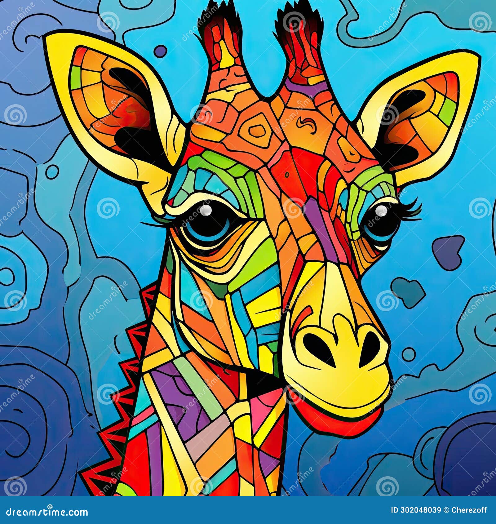 Bright Colorful Giraffe Illustration Stock Illustration - Illustration ...