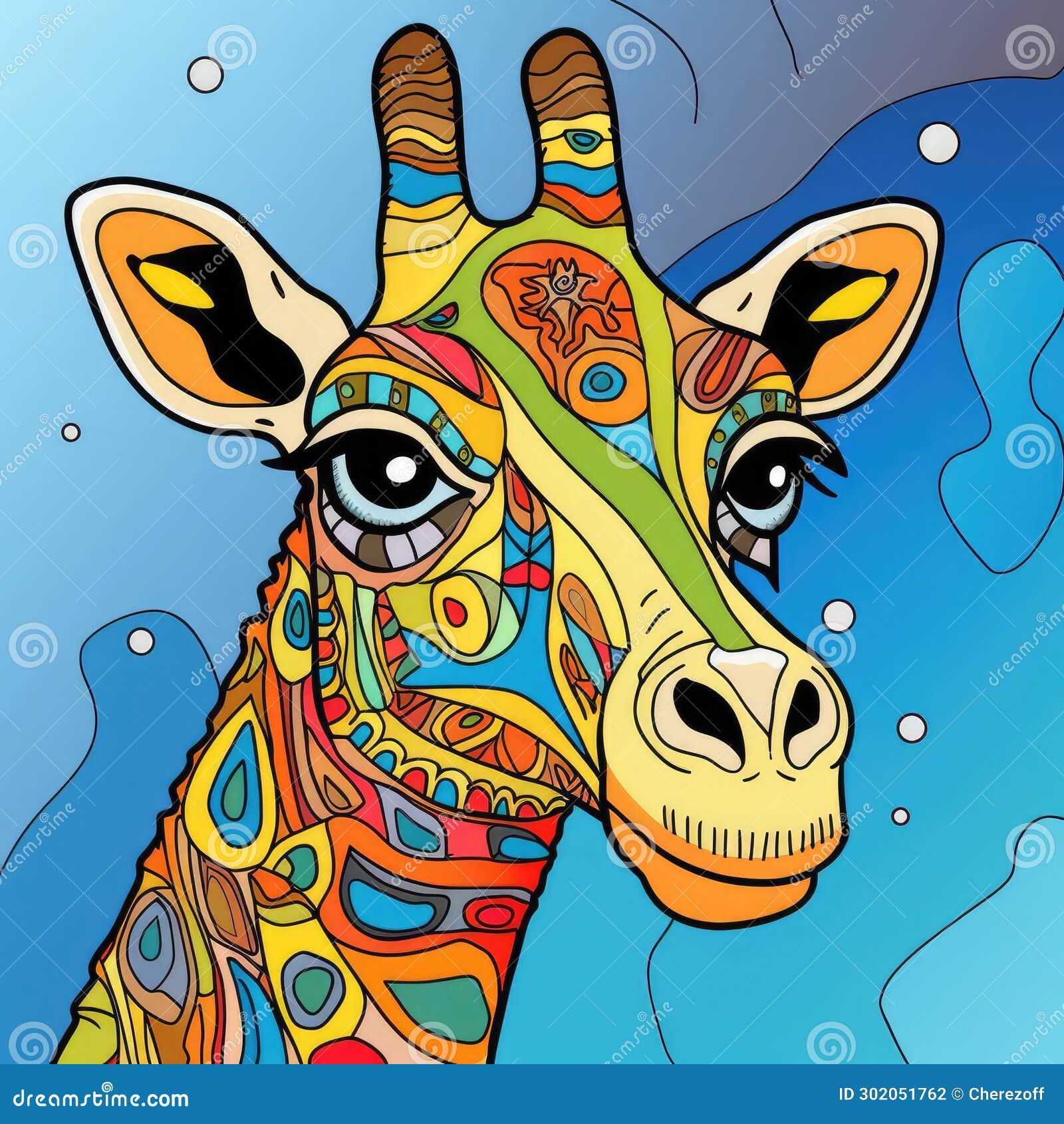 Bright Colorful Giraffe Illustration Stock Photo - Image of trendy ...
