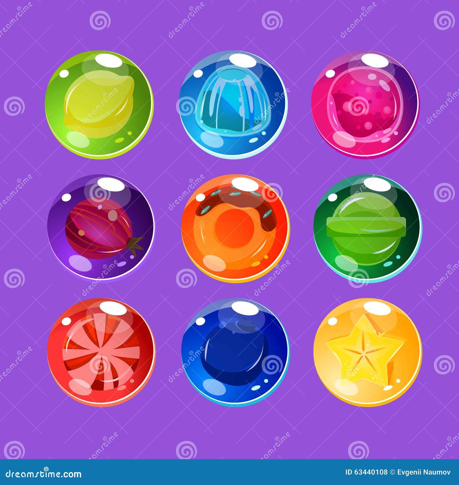 Bright Colorful Glossy Candies with Sparkles Stock Vector ...