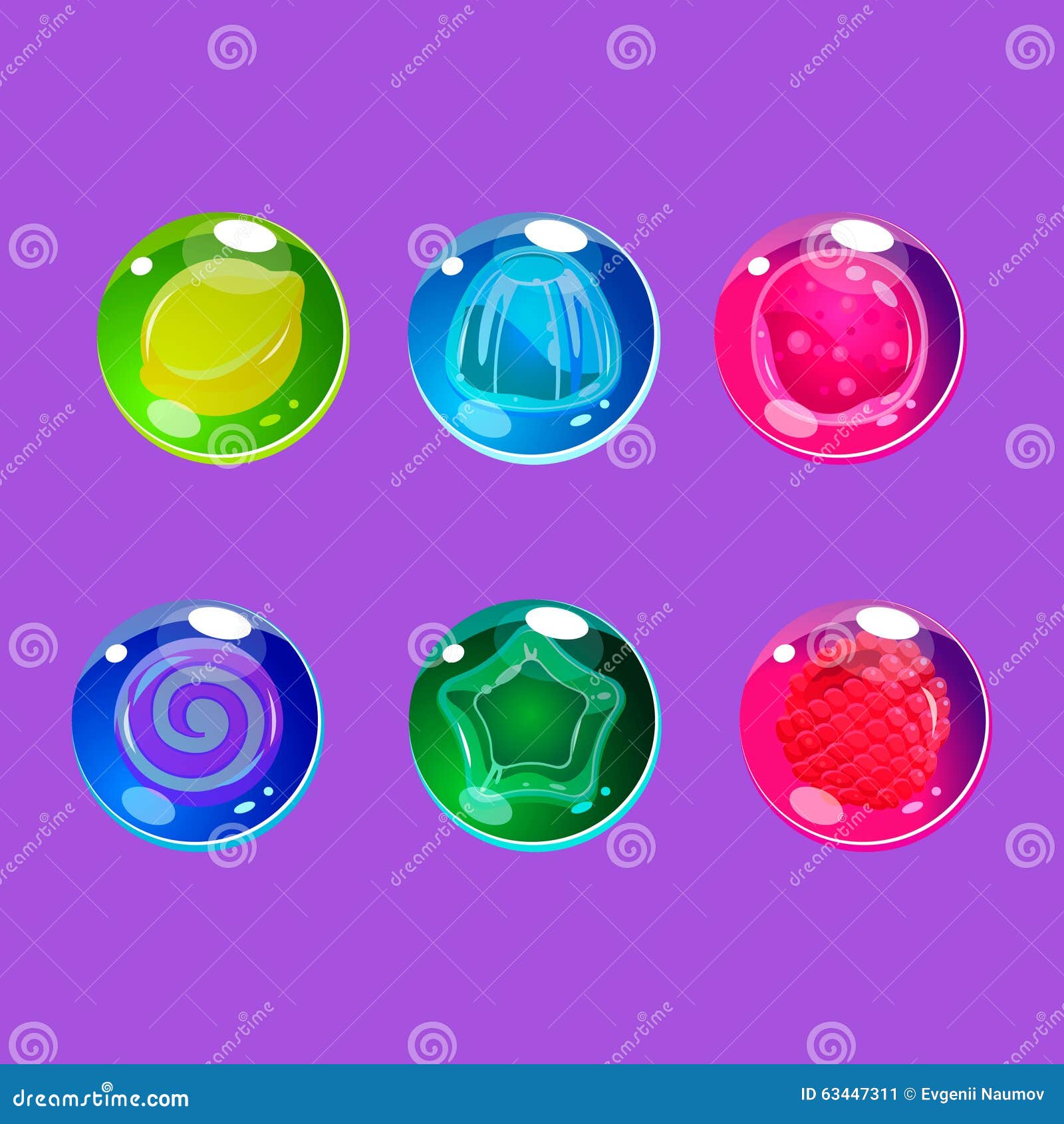 Bright Colorful Glossy Candies with Sparkles Stock Vector ...