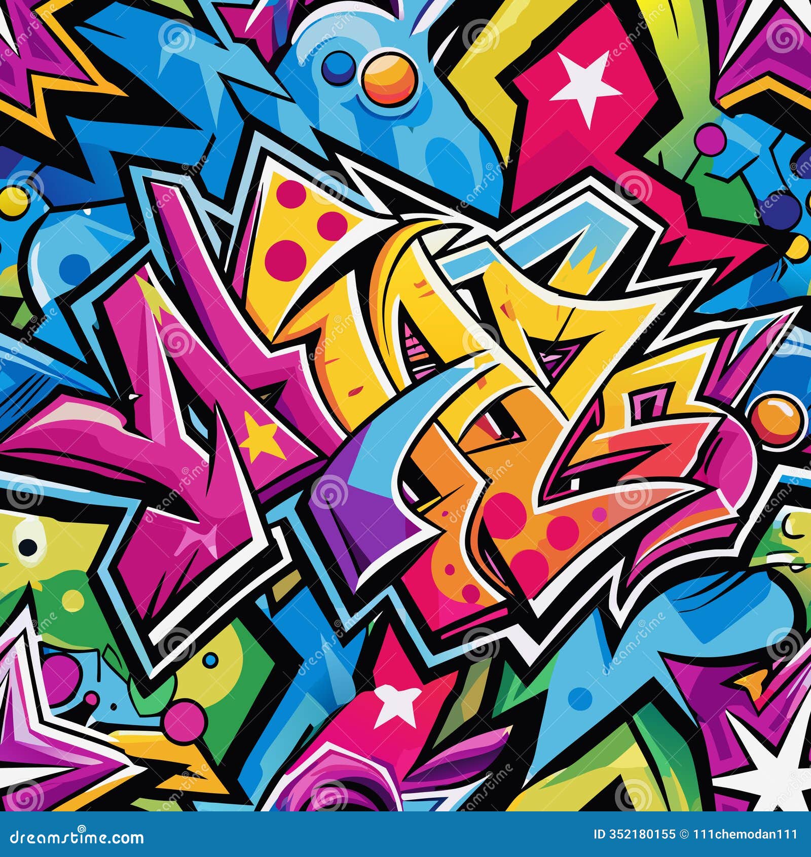 Bright and Colorful Graffiti Artwork with Vibrant Shapes and Patterns ...