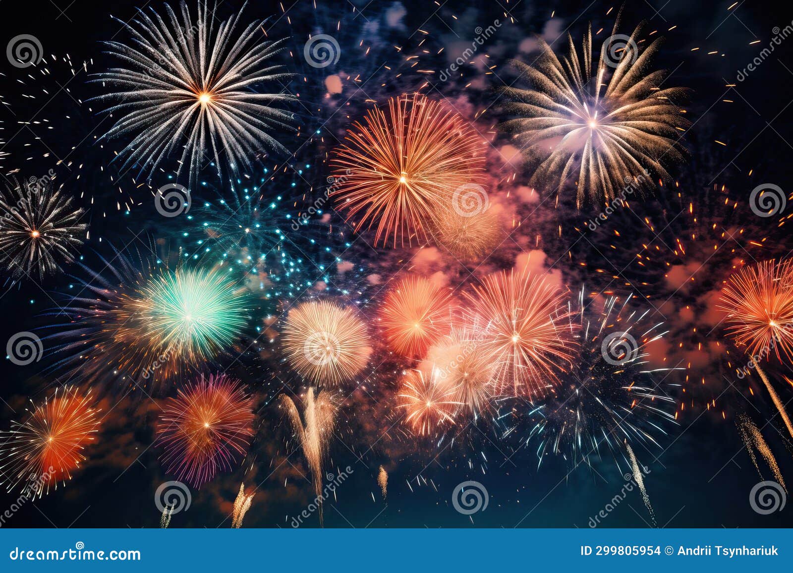 Bright and Colorful Light from the Explosion of Fireworks. Stock Photo ...
