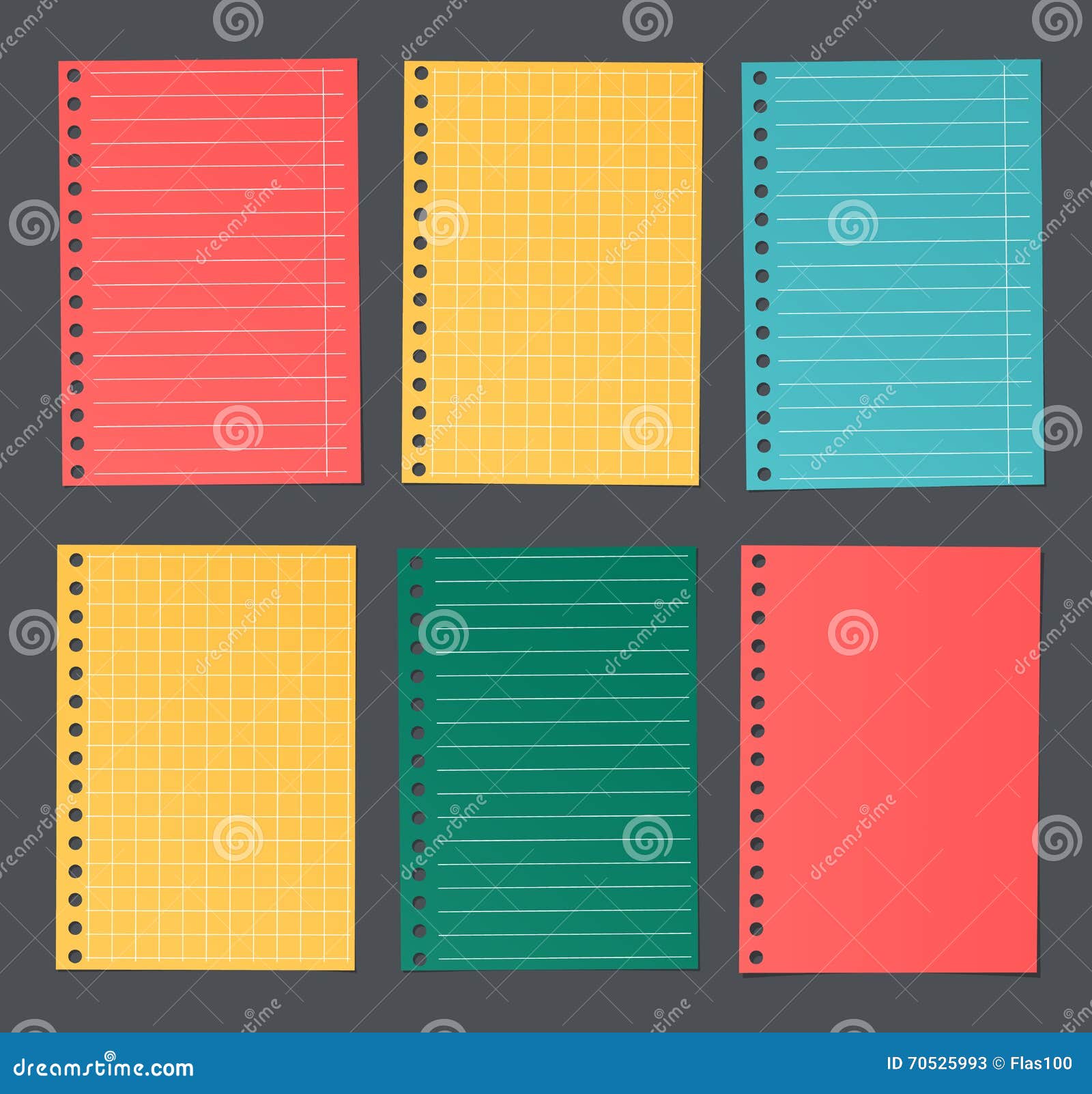 Squared Notebook Page With Red Margins. Torn Sheets Of Paper. Vector ...