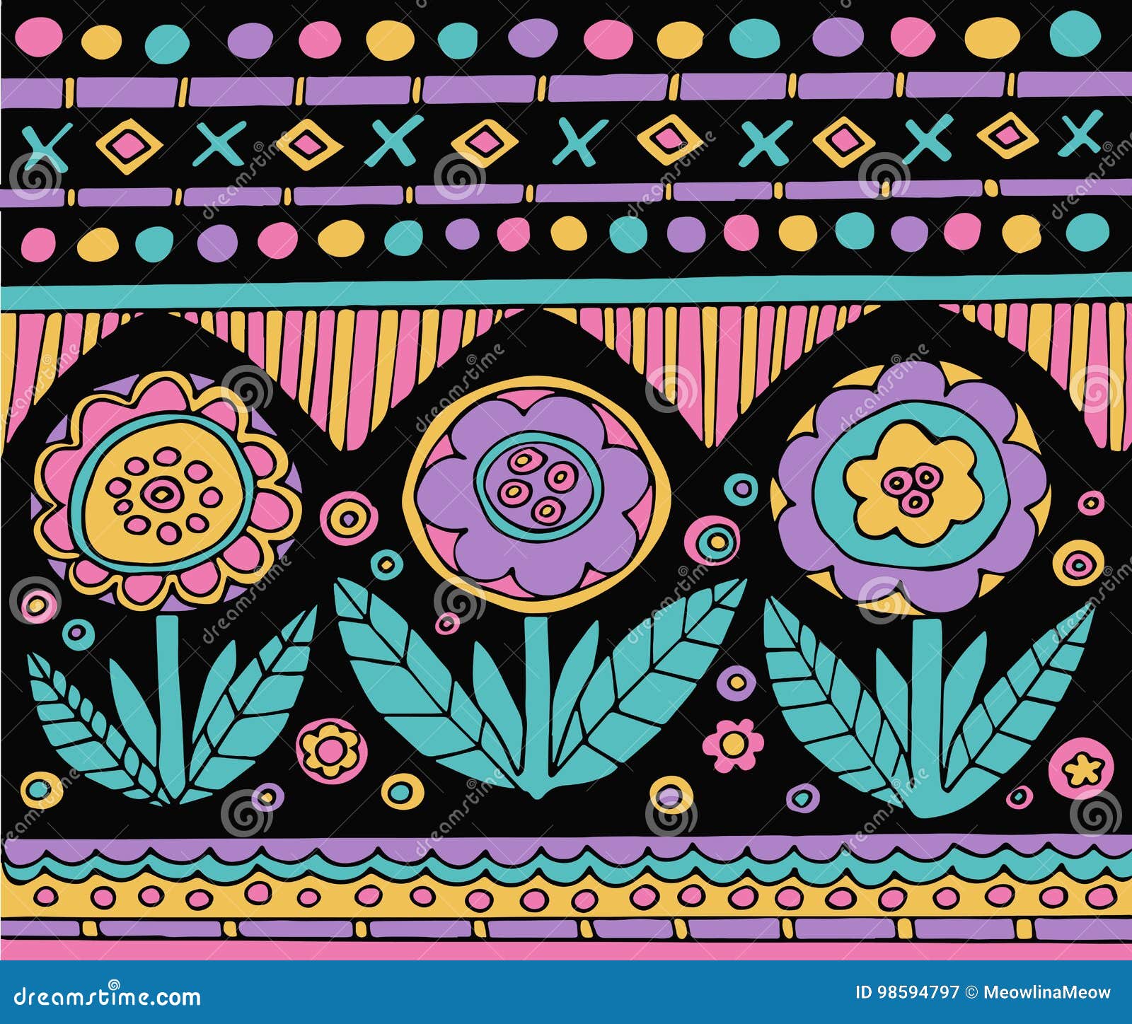 Bright Mexican Pink Floral Stock Illustrations – 917 Bright Mexican ...