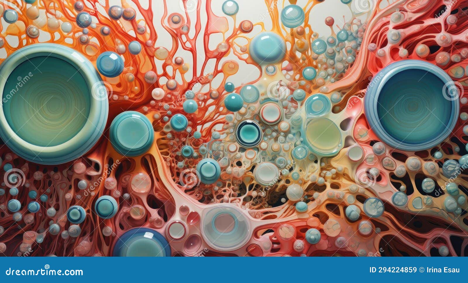 Bright and Colorful Microcosm of Microbes, Fungi, Bacteria Stock ...