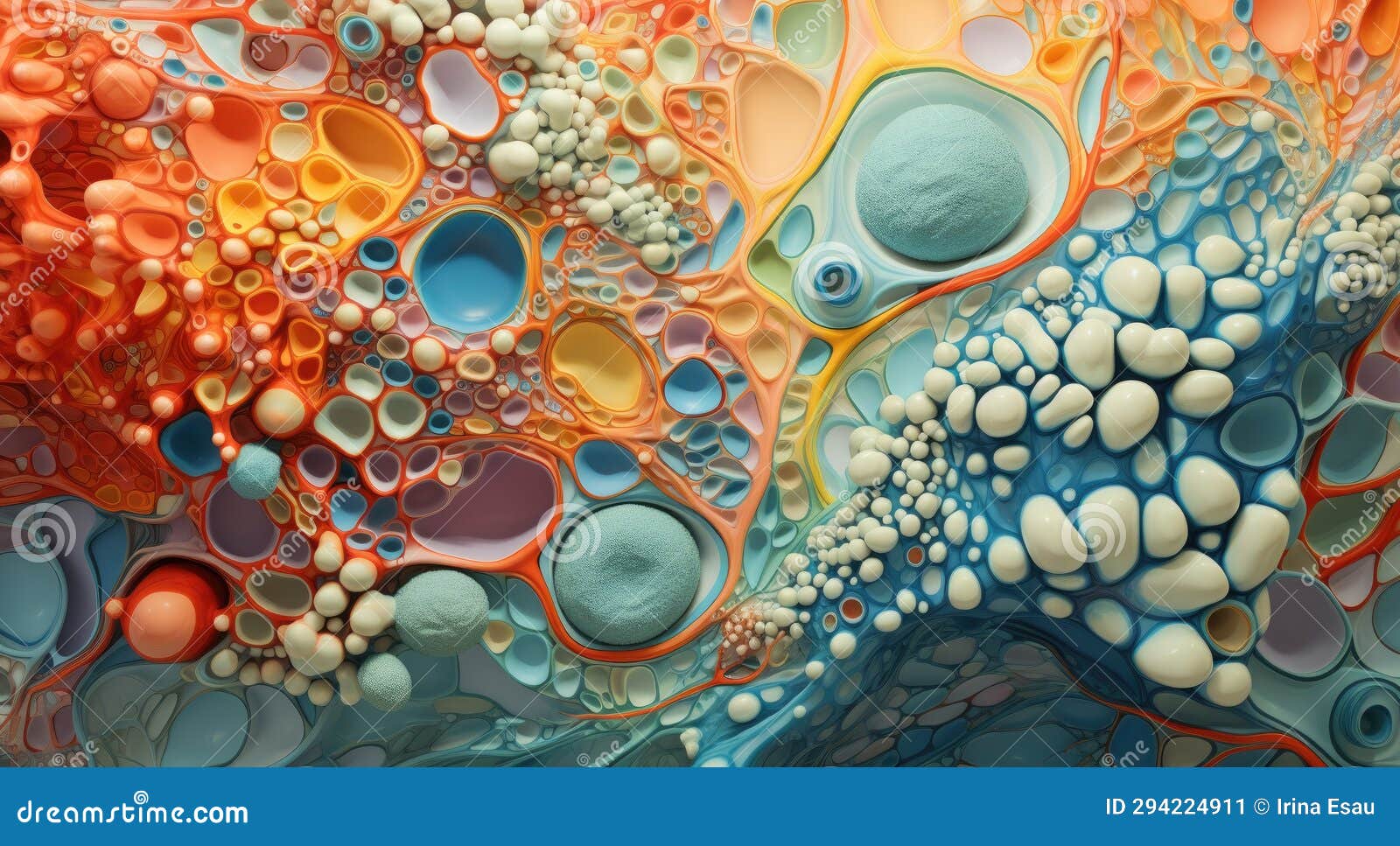 Bright and Colorful Microcosm of Microbes, Fungi, Bacteria Stock ...