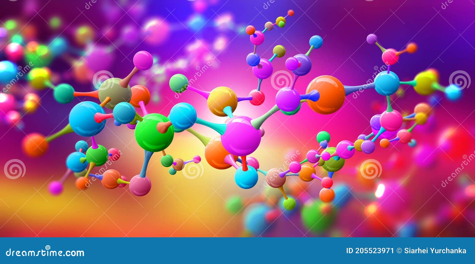 Bright, Colorful Model. Science Background with Molecule Stock ...