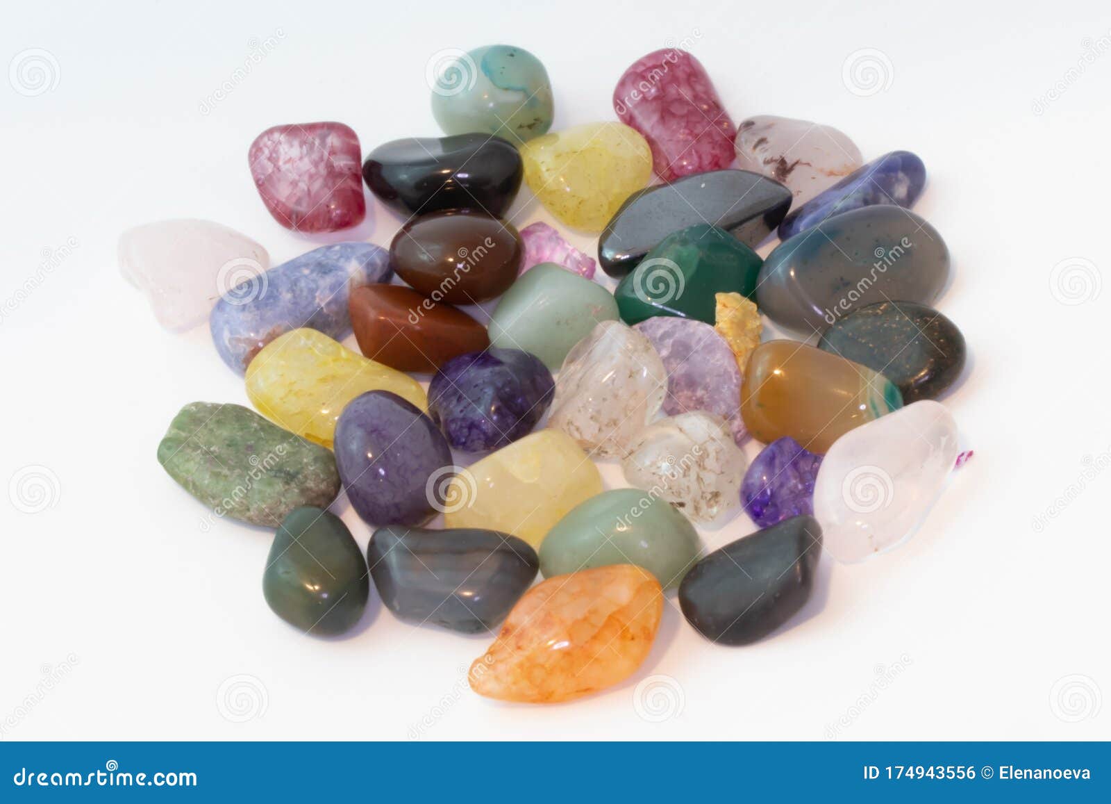 Bright Colorful Natural Stones on a White Background Stock Photo ...