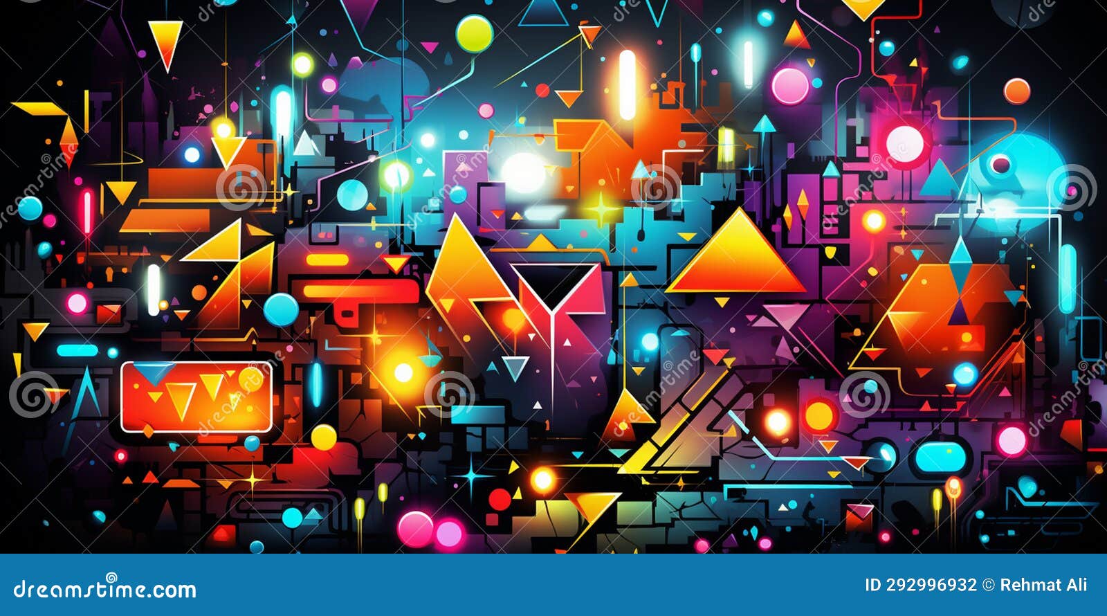 Bright Colorful Neon Retro Wallpaper Stock Photo - Image of circuit ...