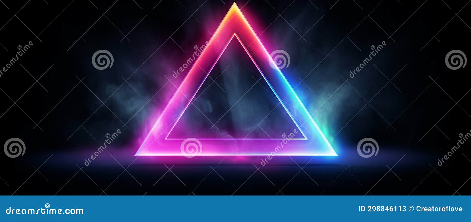 Bright Colorful Neon Triangle on Black Background Stock Illustration ...