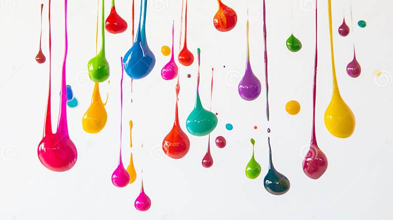 Bright and Colorful Paint Drops in Abstract Splash and Drip Patterns ...