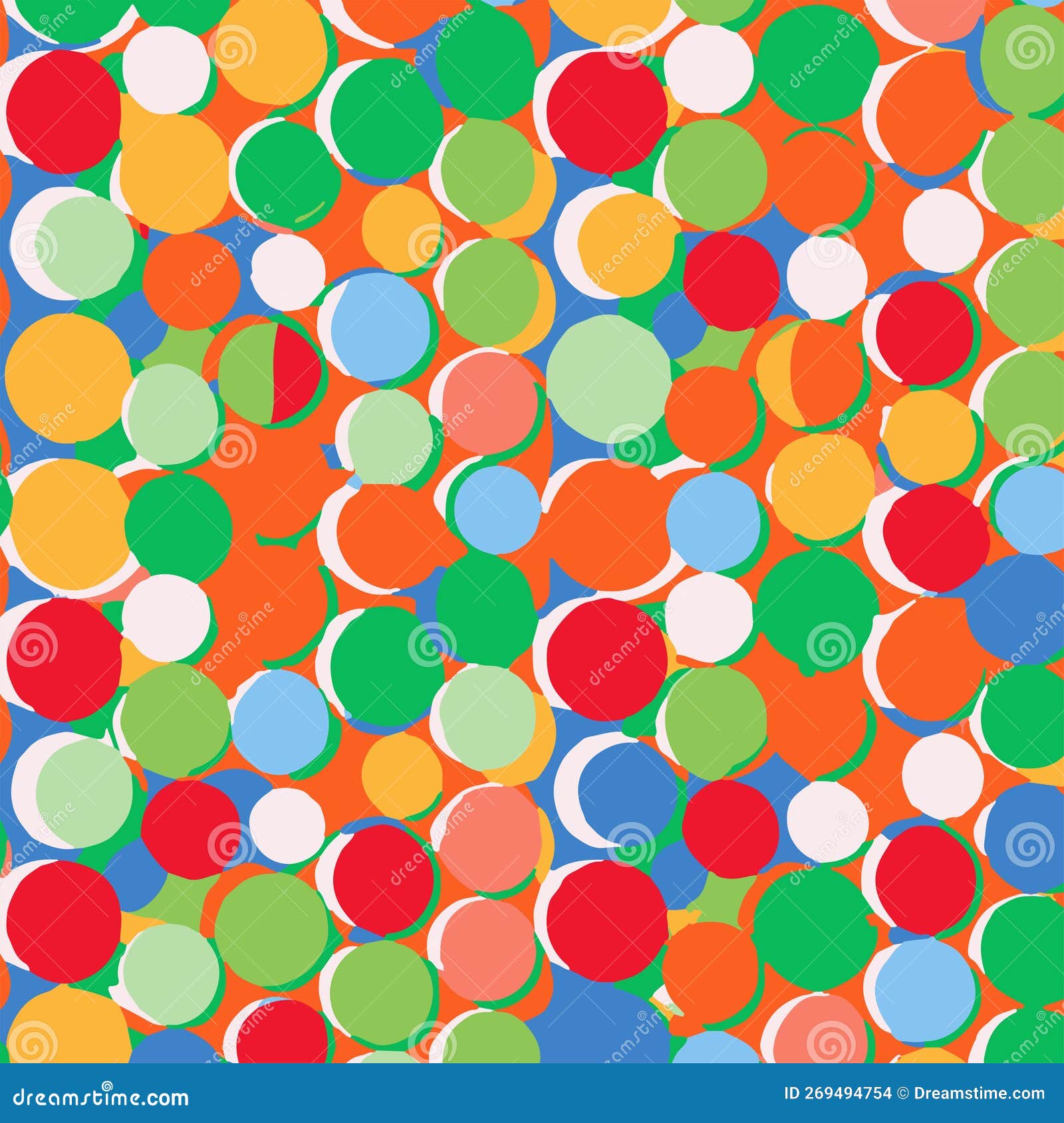 Bright Colorful Pattern with Big and Small Circles and Lines and Small ...