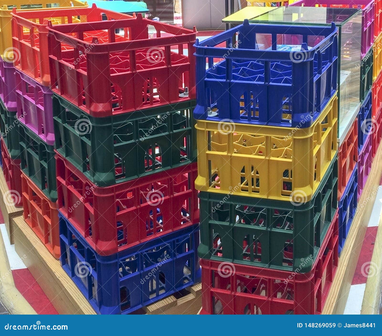 Bright Colorful Plastic Boxes. Stock Image - Image of color, background ...