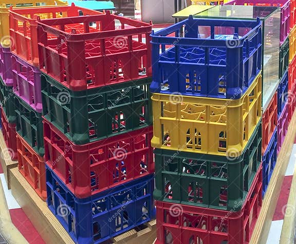 Bright Colorful Plastic Boxes. Stock Image - Image of color, background ...