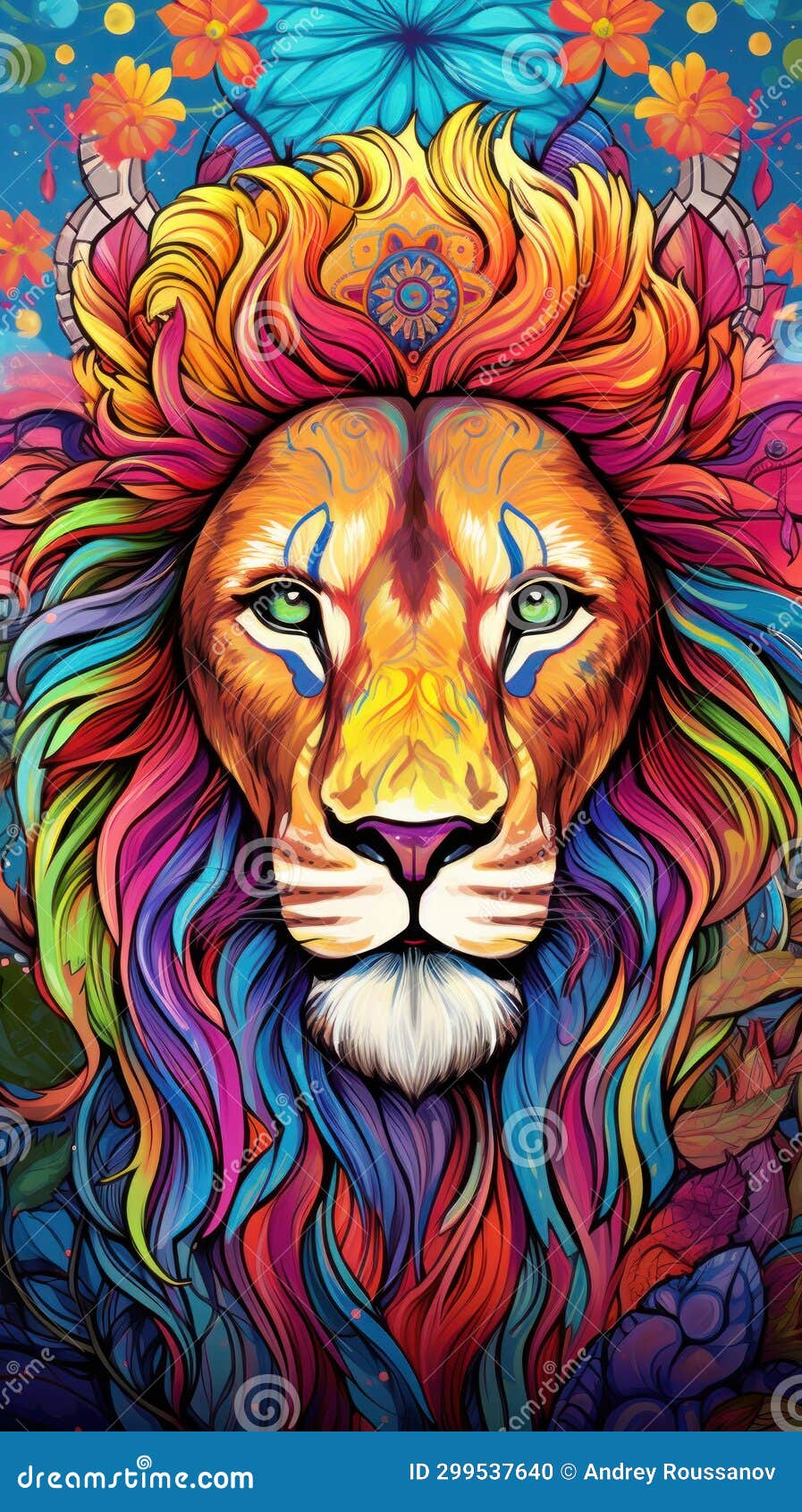Bright Colorful Portrait of a Wild Lion. Stock Photo - Image of mammal ...