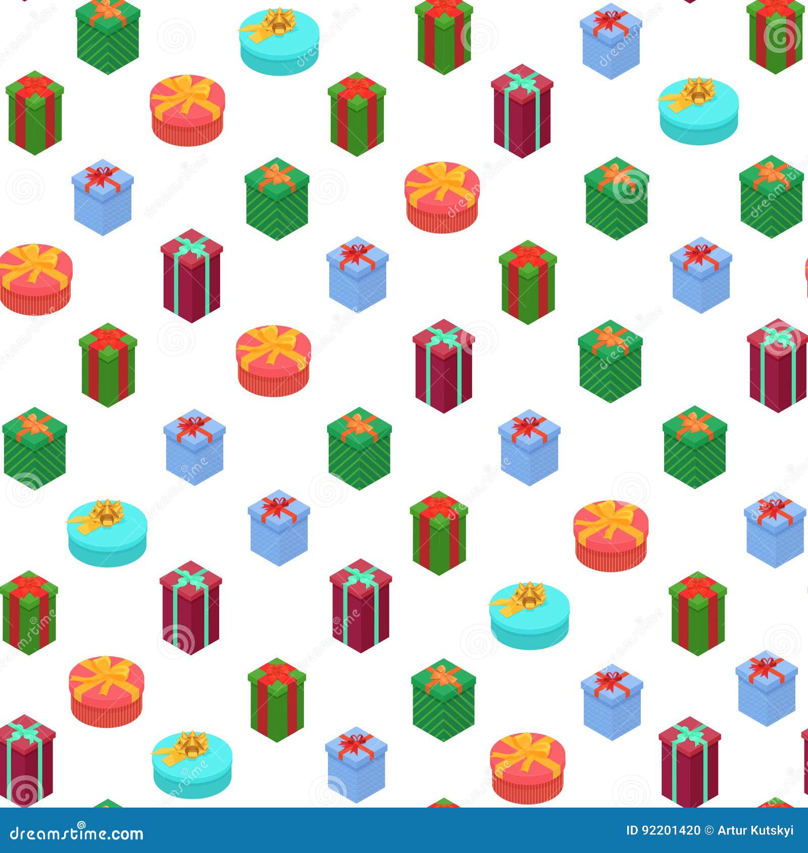 Bright, Colorful Present and Gift Boxes Seamless Pattern with Ribbons ...