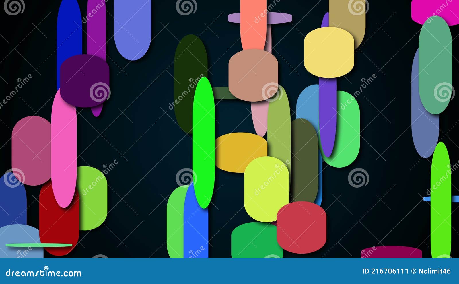Bright Colorful Shapes, Computer Generated Abstract Background, 3D ...