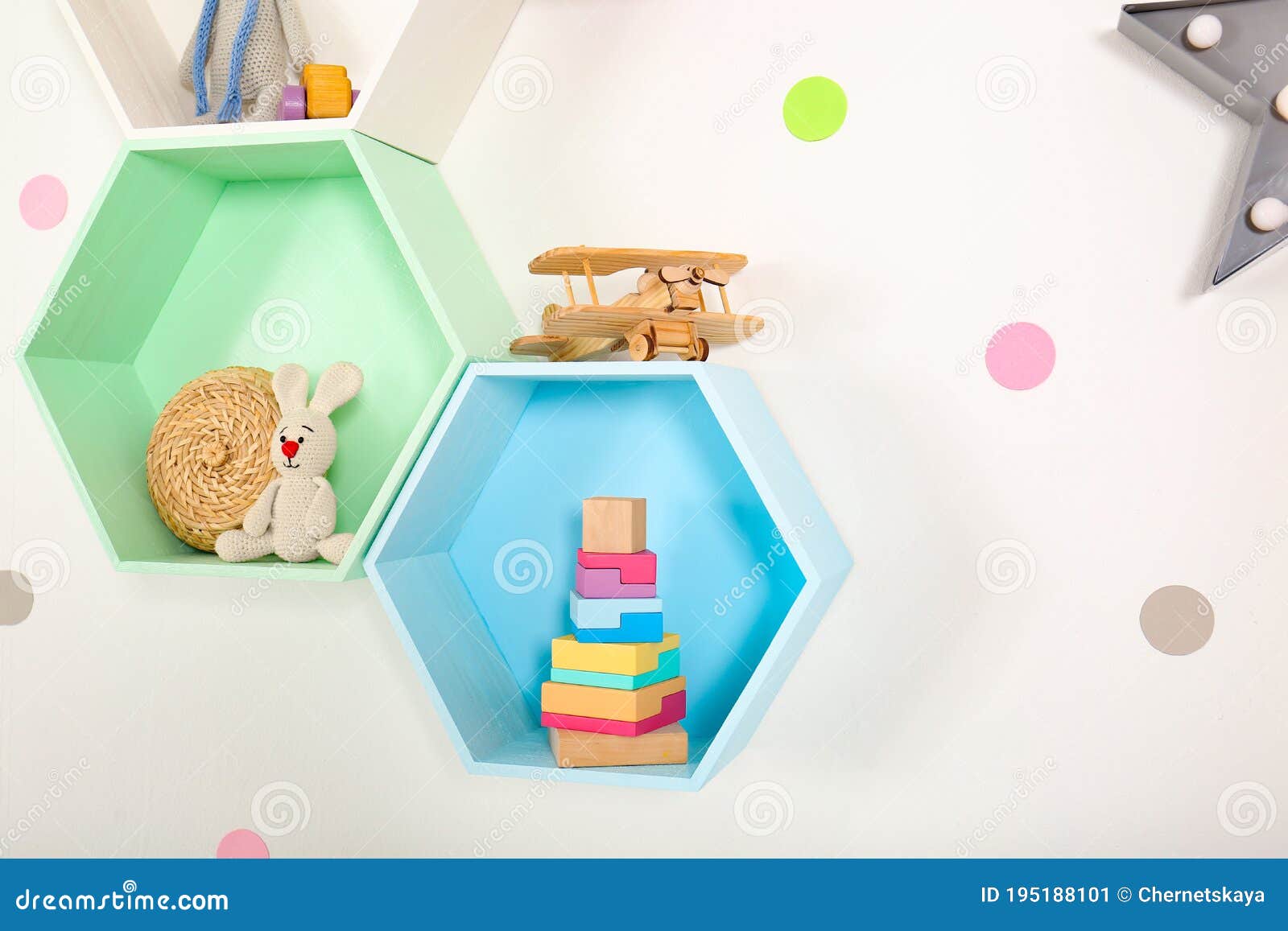 Bright Colorful Shelves on Wall. Interior Design Stock Image - Image of ...
