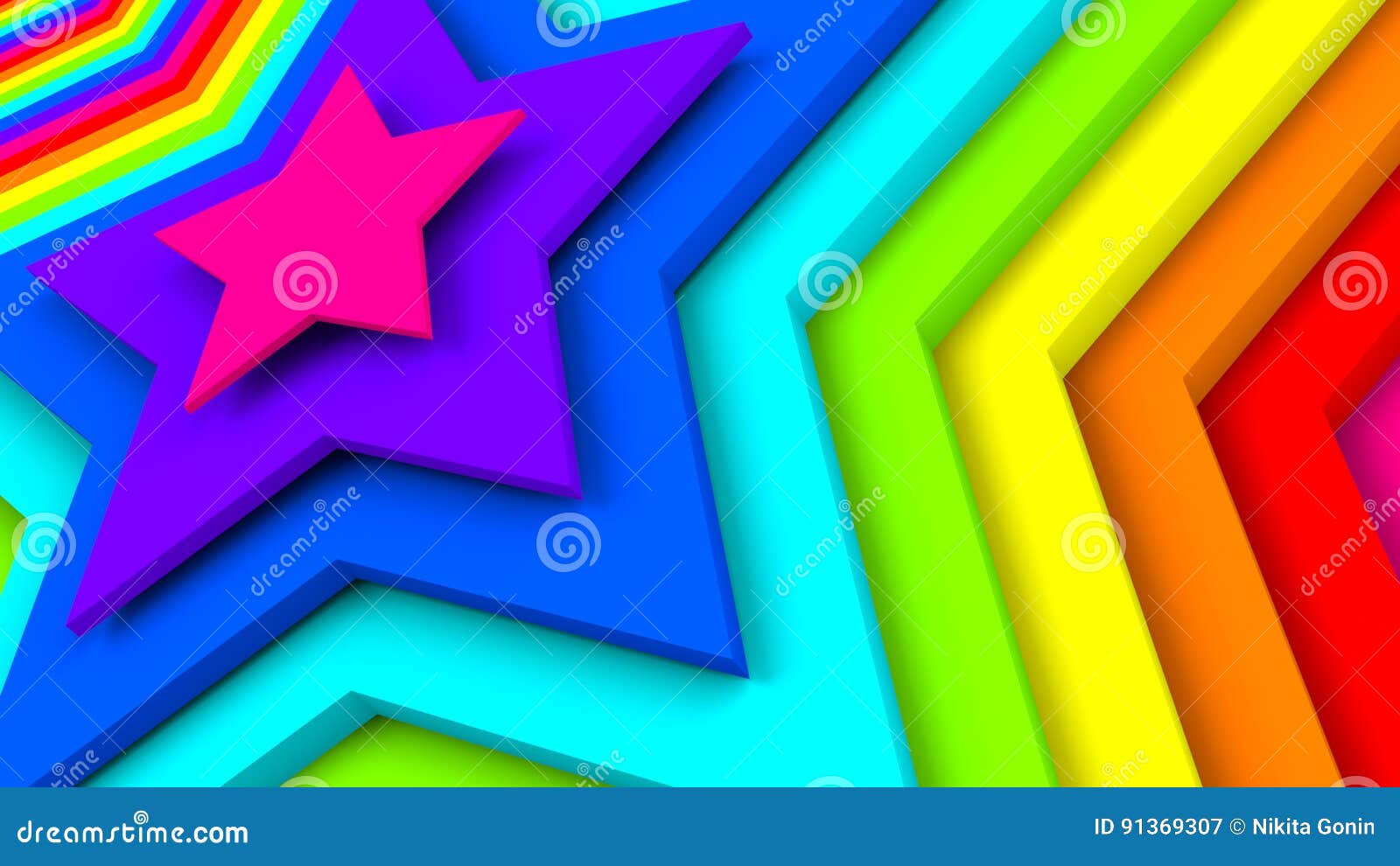 Bright Colorful Stars Abstract 3d Render Stock Illustration ...
