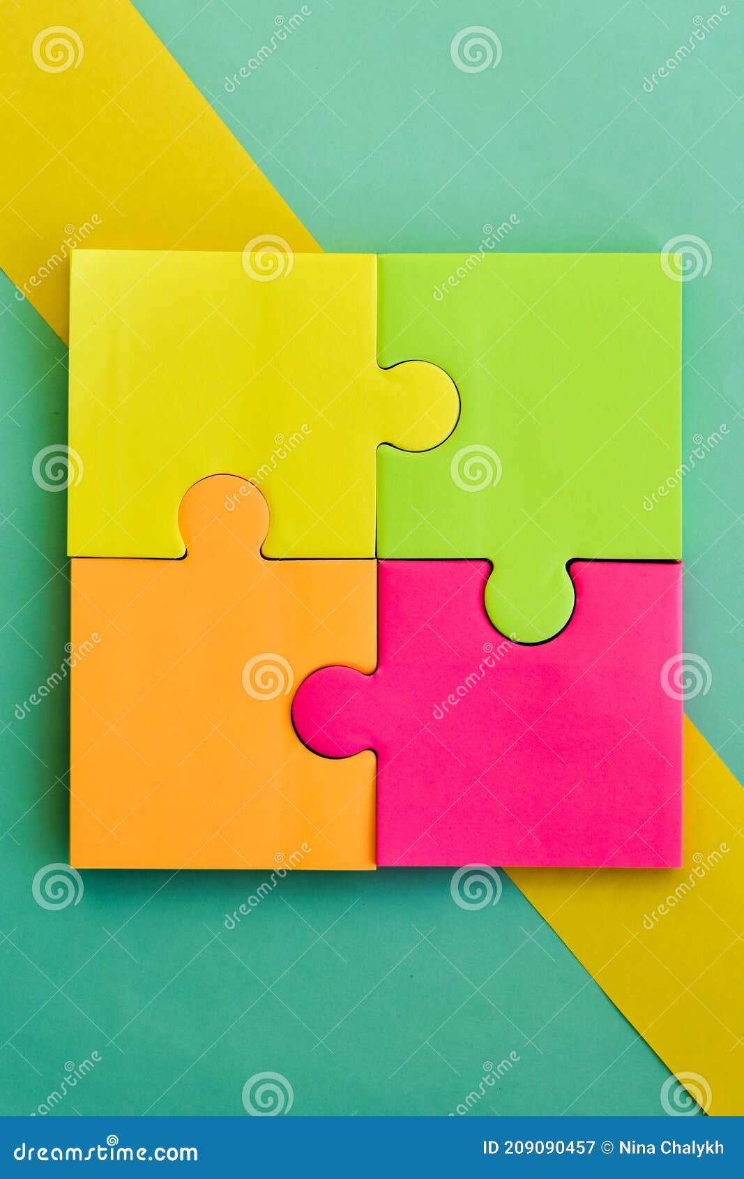 Colorful Stickers for Notes in Form of Puzzles. Multicolored Square ...