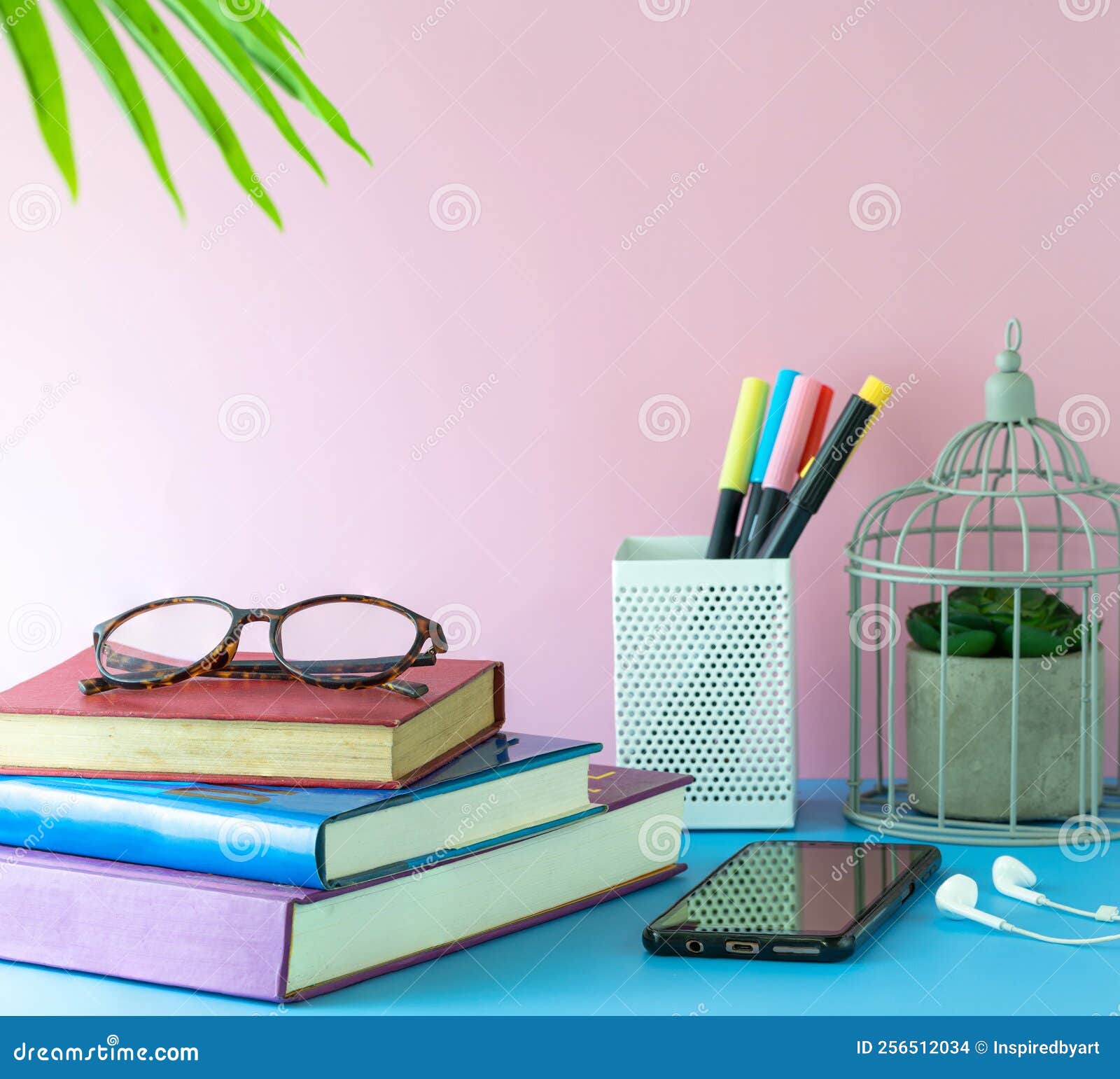 Bright Colorful Summer Workspace for Student, Learn from Home, E ...