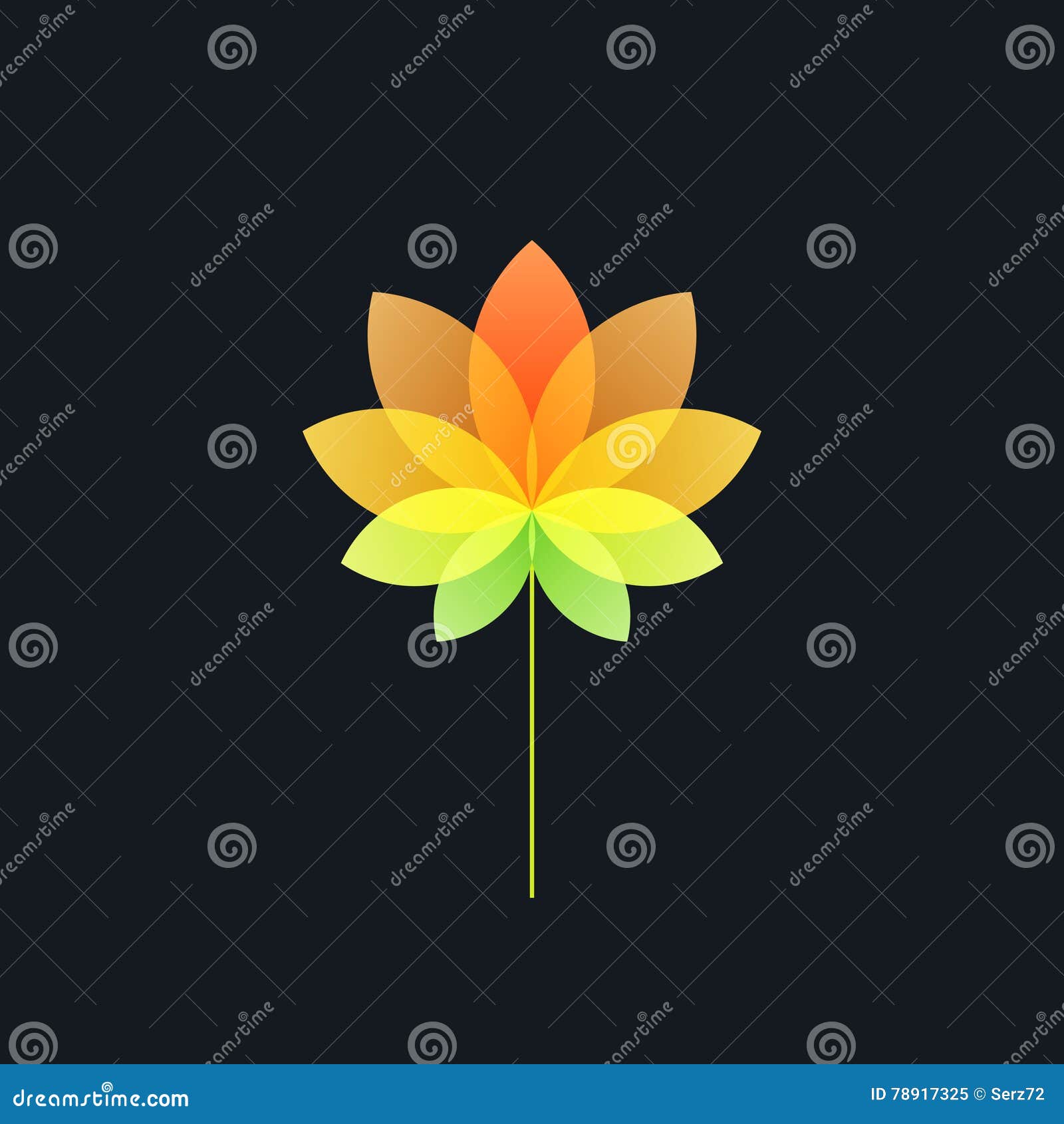 Bright Colorful Translucent Flower on Black Stock Vector - Illustration ...