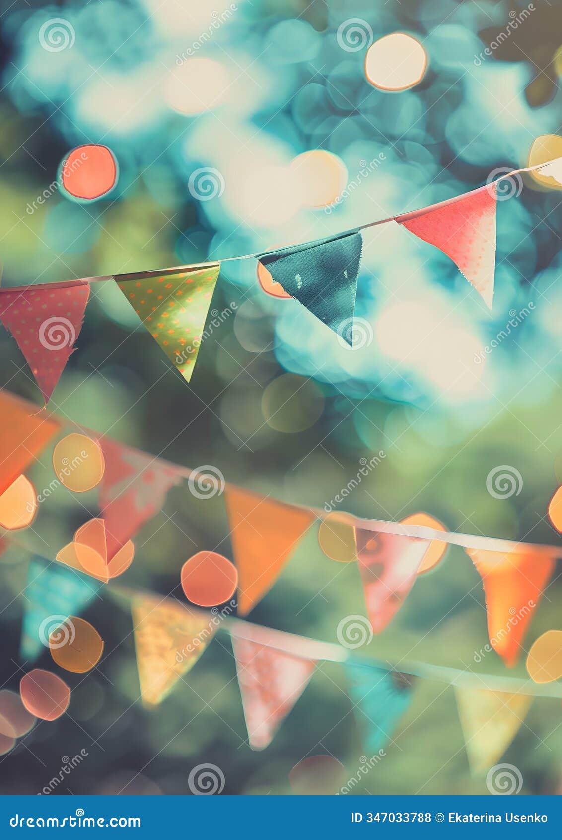 Colorful Triangular Flags in a Festive Outdoor Setting Stock Photo ...