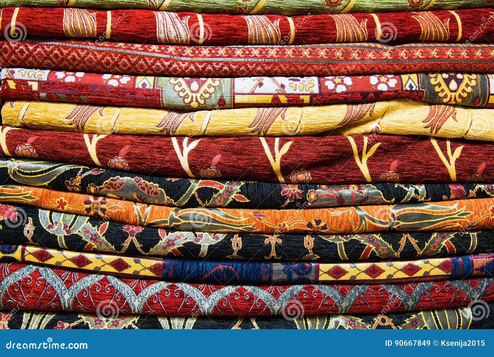 Bright, Colorful Turkish Fabrics, Bedspreads and Kerchiefs with ...