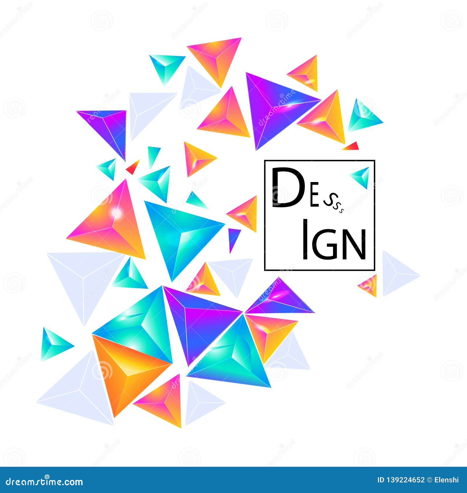 Bright Colors Abstract Geometric Background. Pyramids of Acid Gradient ...