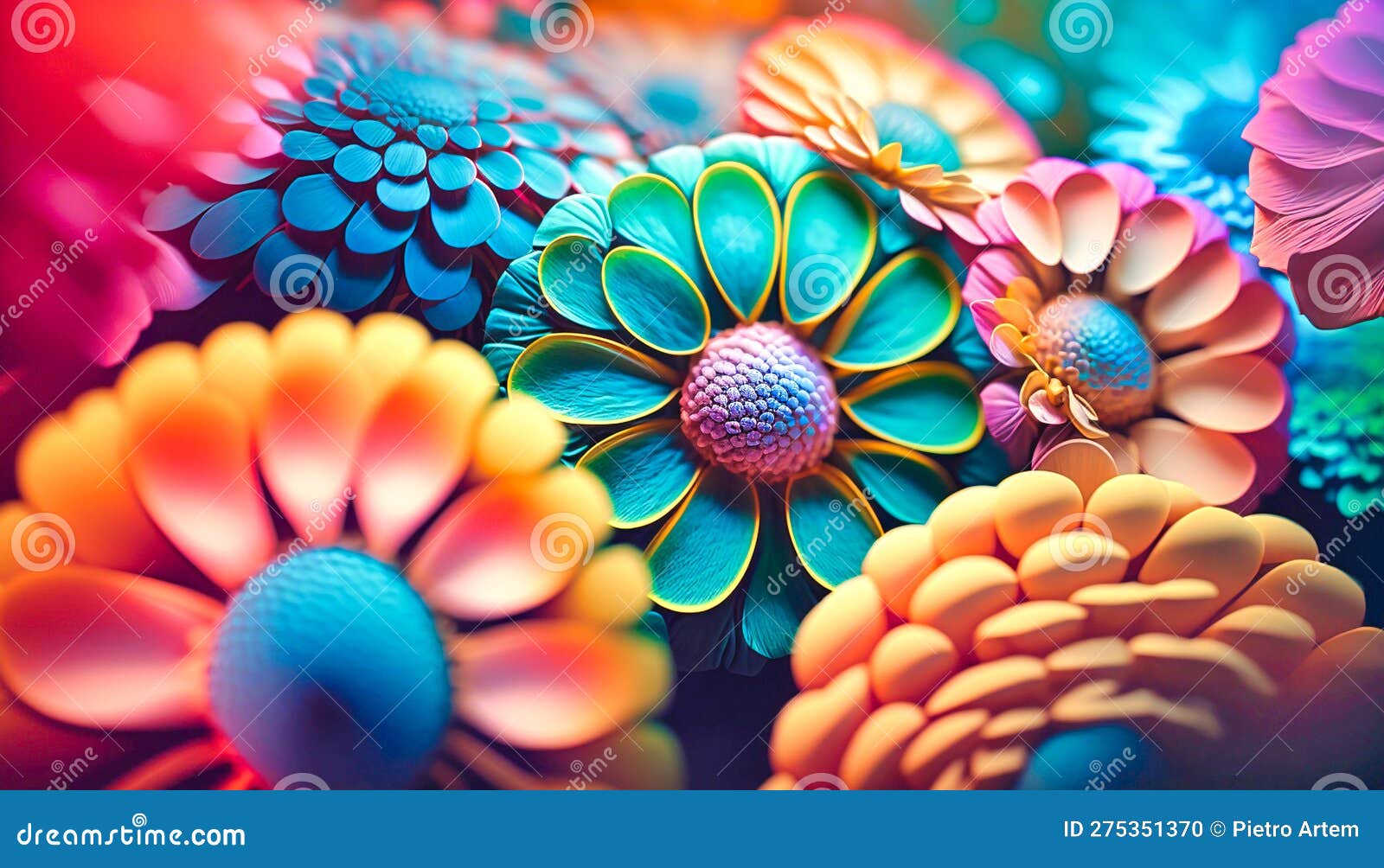 Bright Colors Flower Background Pattern Top View, Generative AI Stock ...