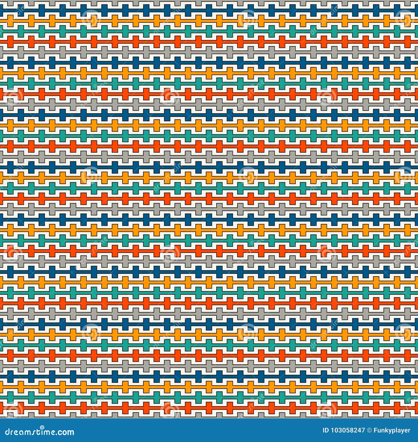 Bright Colors Seamless Pattern With Battlement Curved Lines. Repeated ...