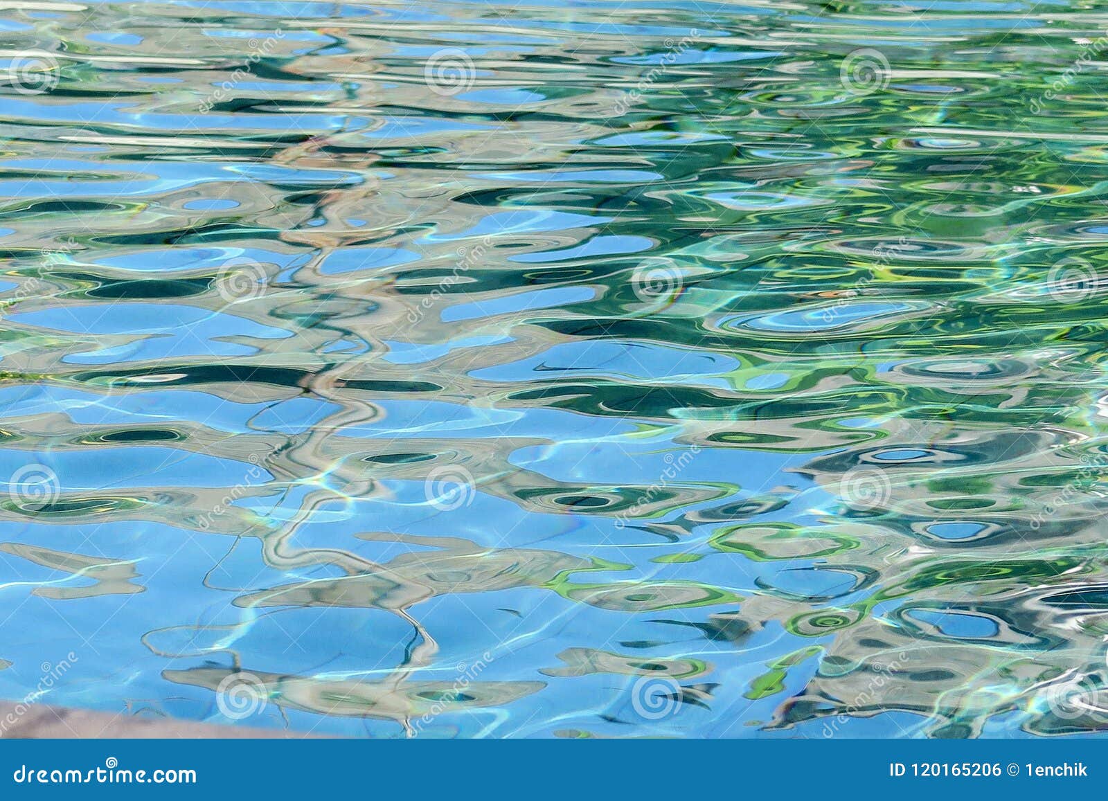 Bright Colors Swimming Pool Water Surface with Sky Reflection Stock ...