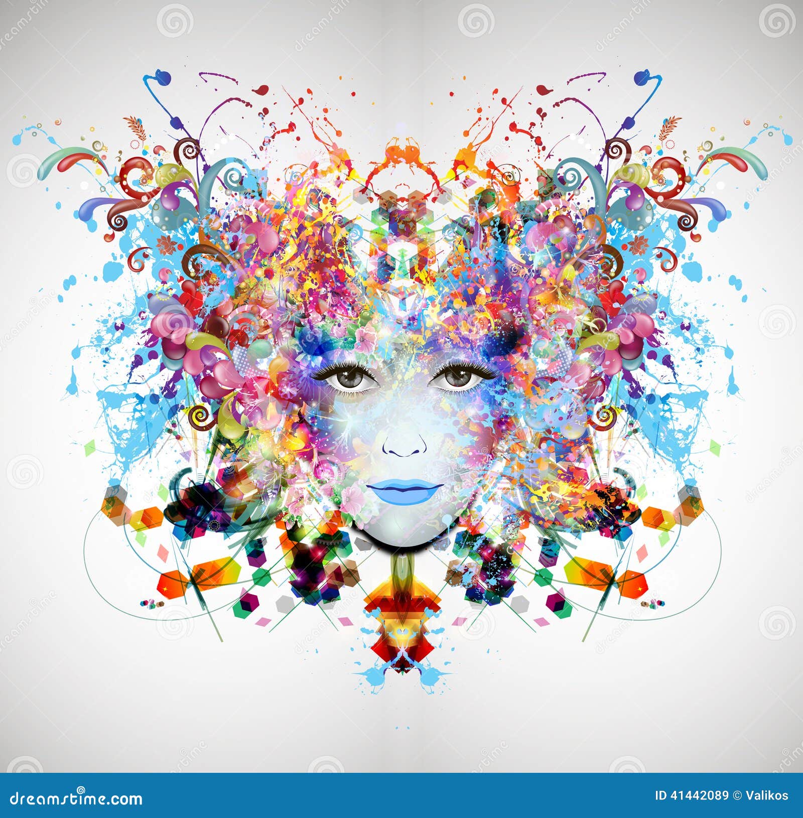 Bright colors woman s face stock image. Image of passion - 41442089