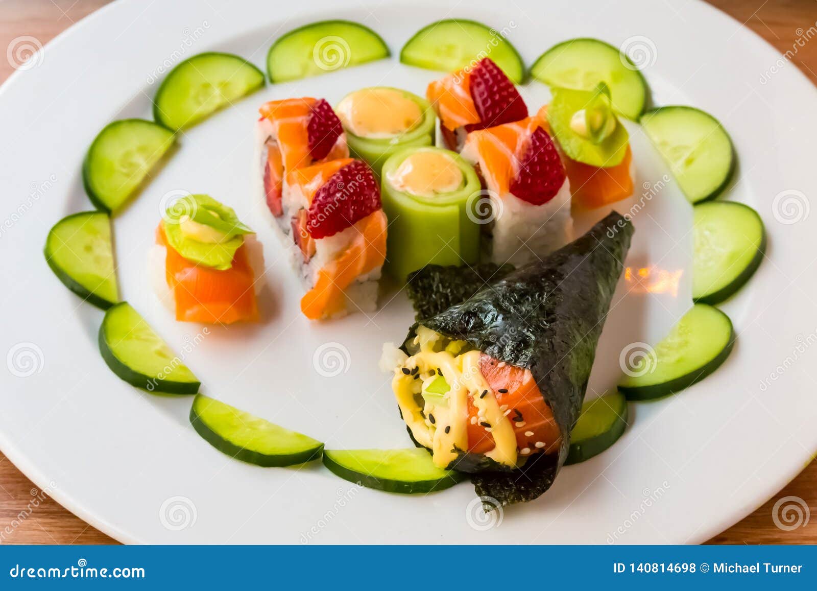 Bright Colour Sushi with Fruit Stock Photo - Image of green, pickled ...