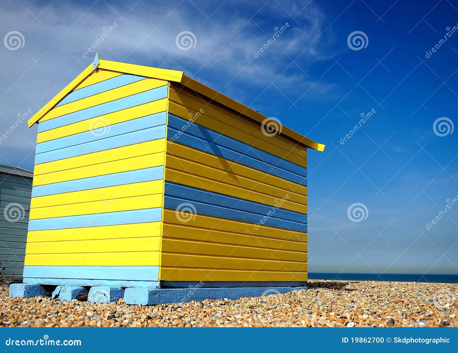Bright Coloured Beach Hut with Blue Sky Stock Photo - Image of ocean ...