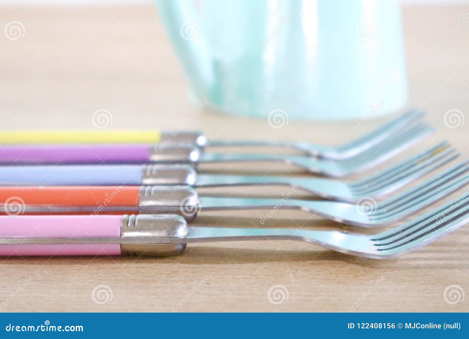 Colourful Kitchen Forks stock photo. Image of utensils - 122408156