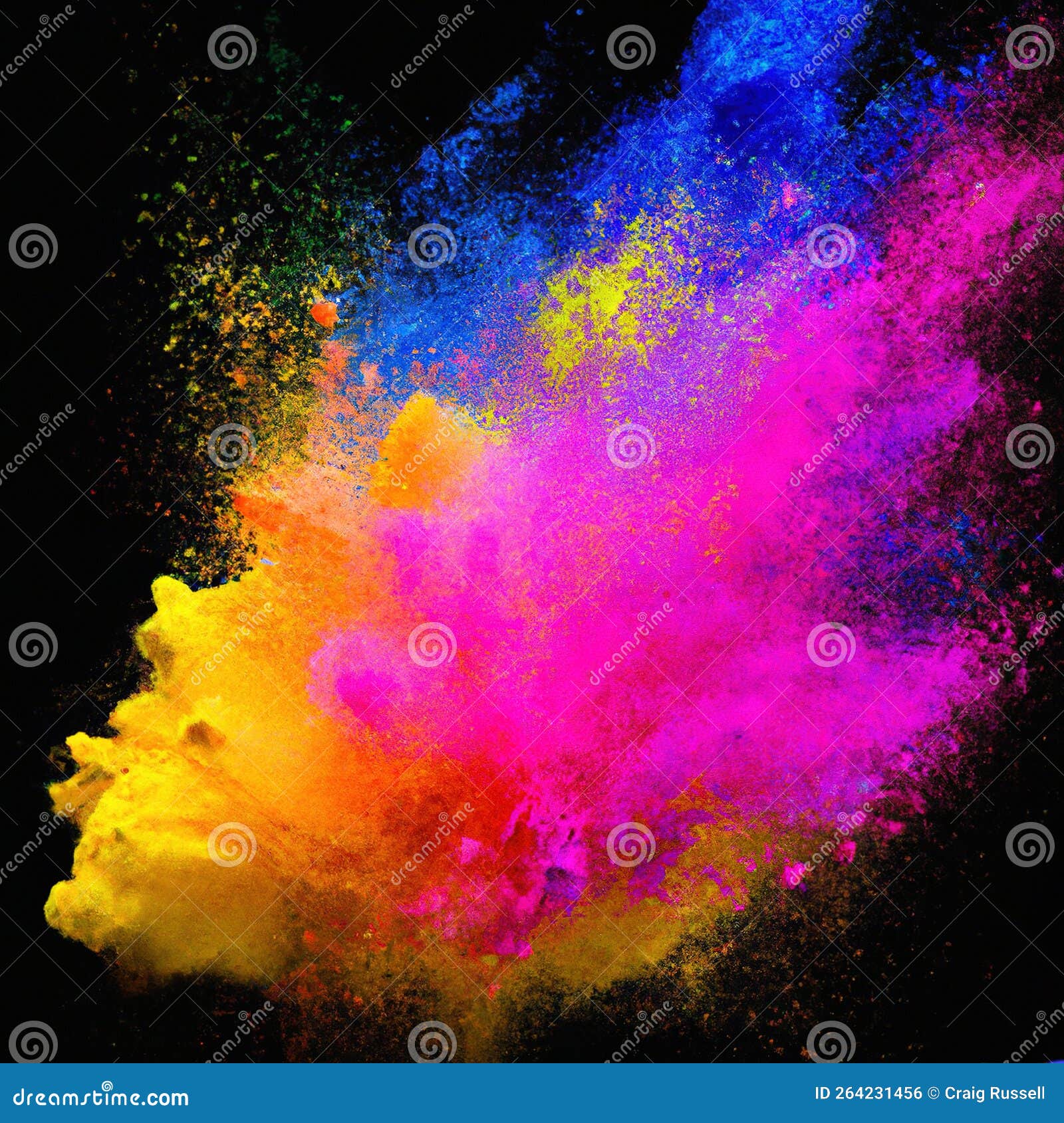 Bright Coloured Powder Explosion on a Black Background Stock ...
